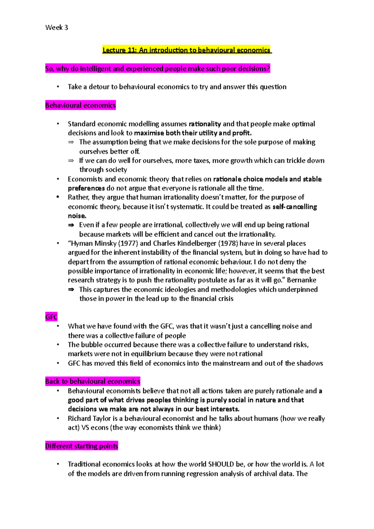 Lecture 11 - An introduction to behavioural economics - The assumpion ...