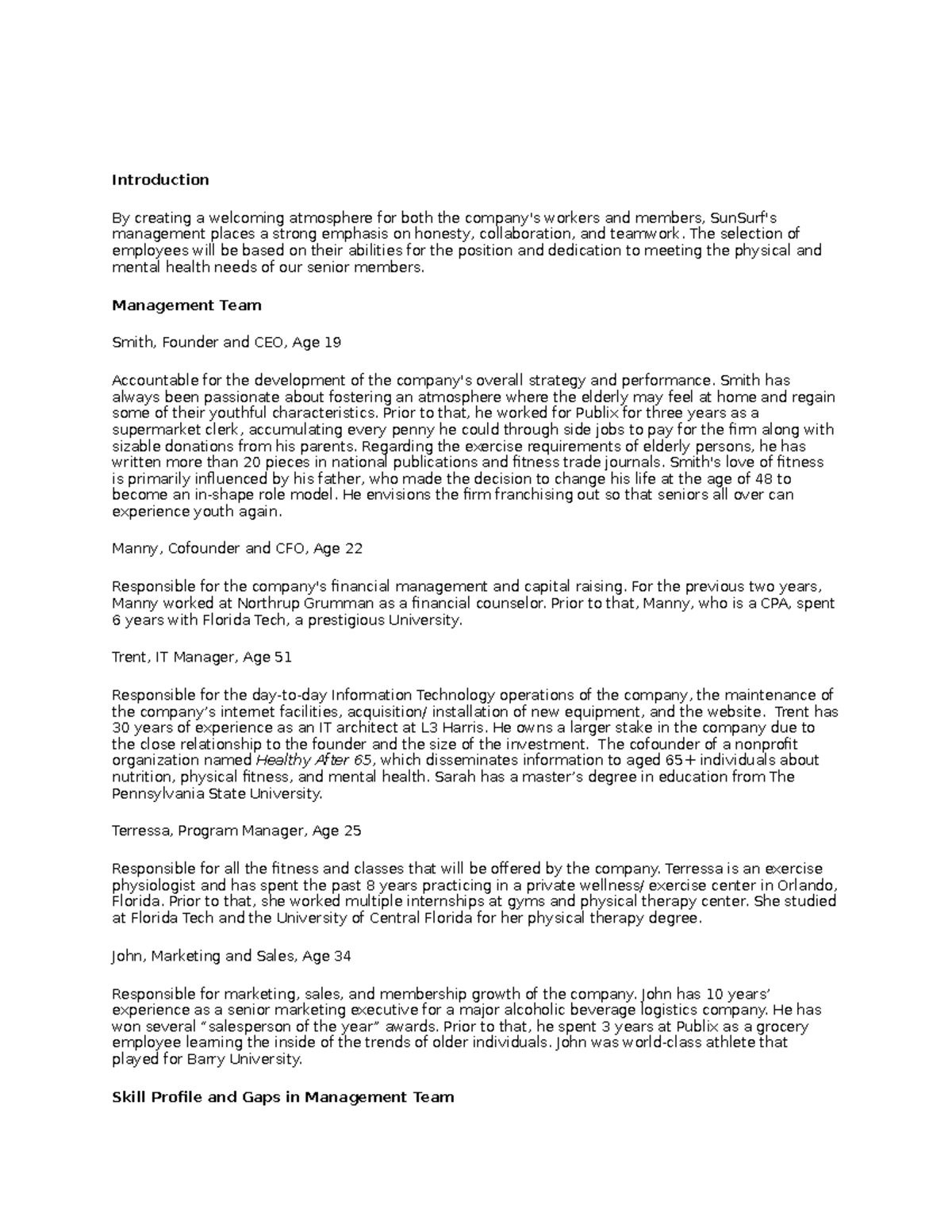 Management Plan - This assignment outlines what format should be used ...