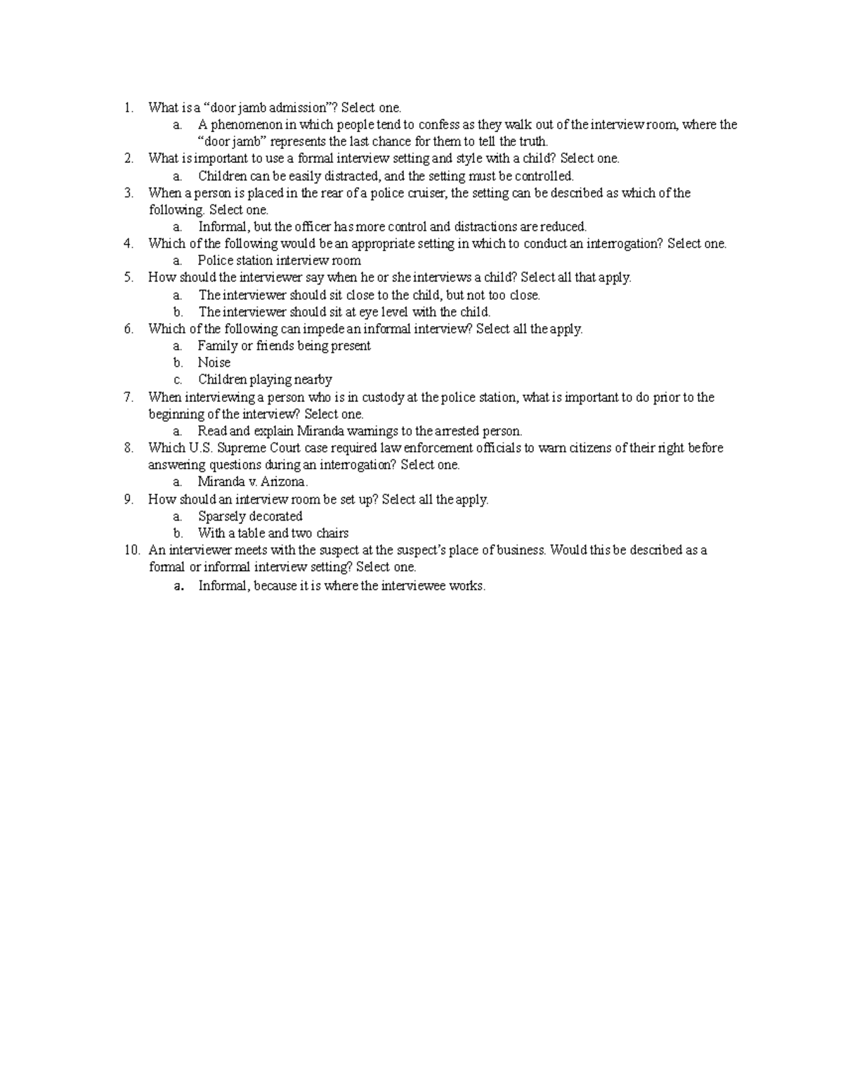 7-3 Quiz Module Seven Quiz - What is a “door jamb admission”? Select ...