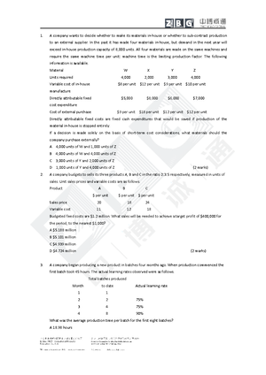 PM Mock B - Answers S24 - acca - ACCA PM Performance Management September 2024 Mock B – Answers ...