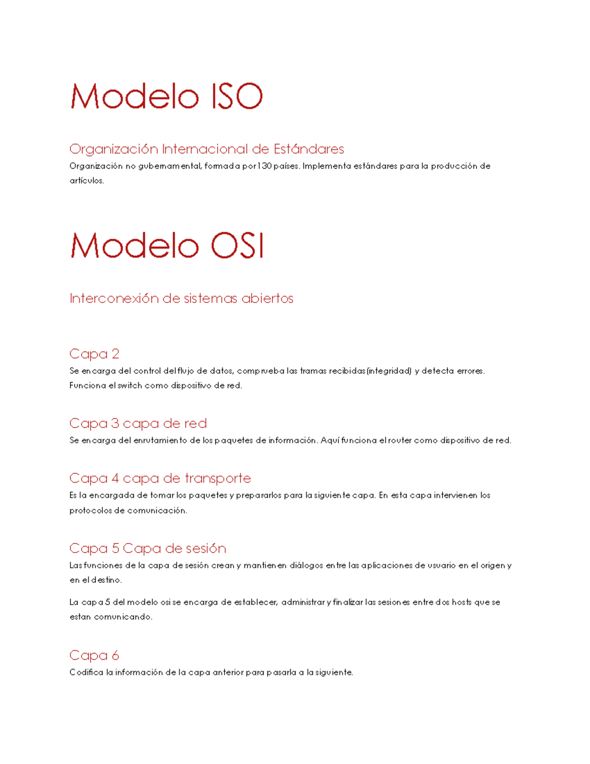 Modelo ISO - Apuntes de clase. - Modelo ISO Organización Internacional ...