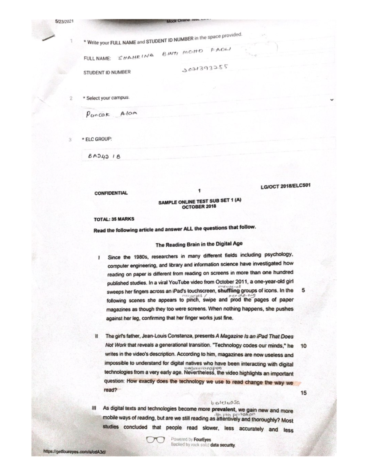 Test 2 - give me explaination - English for Critical Academic Readding ...