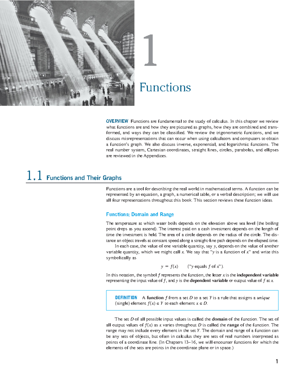 Math 1-1 - math work - 1 ####### OVERVIEW Functions are fundamental to ...