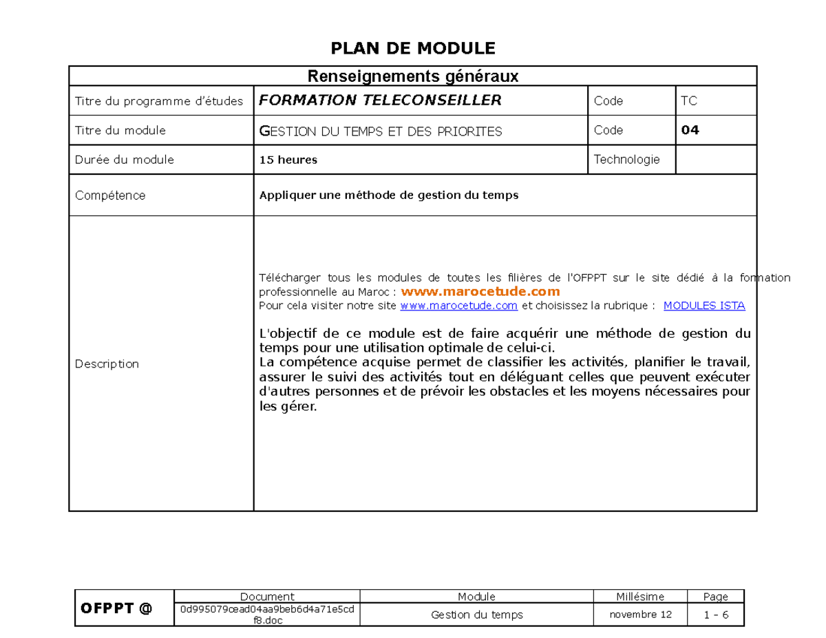 Tssri Module 04 - Renseignements généraux Titre du programme d’études ...