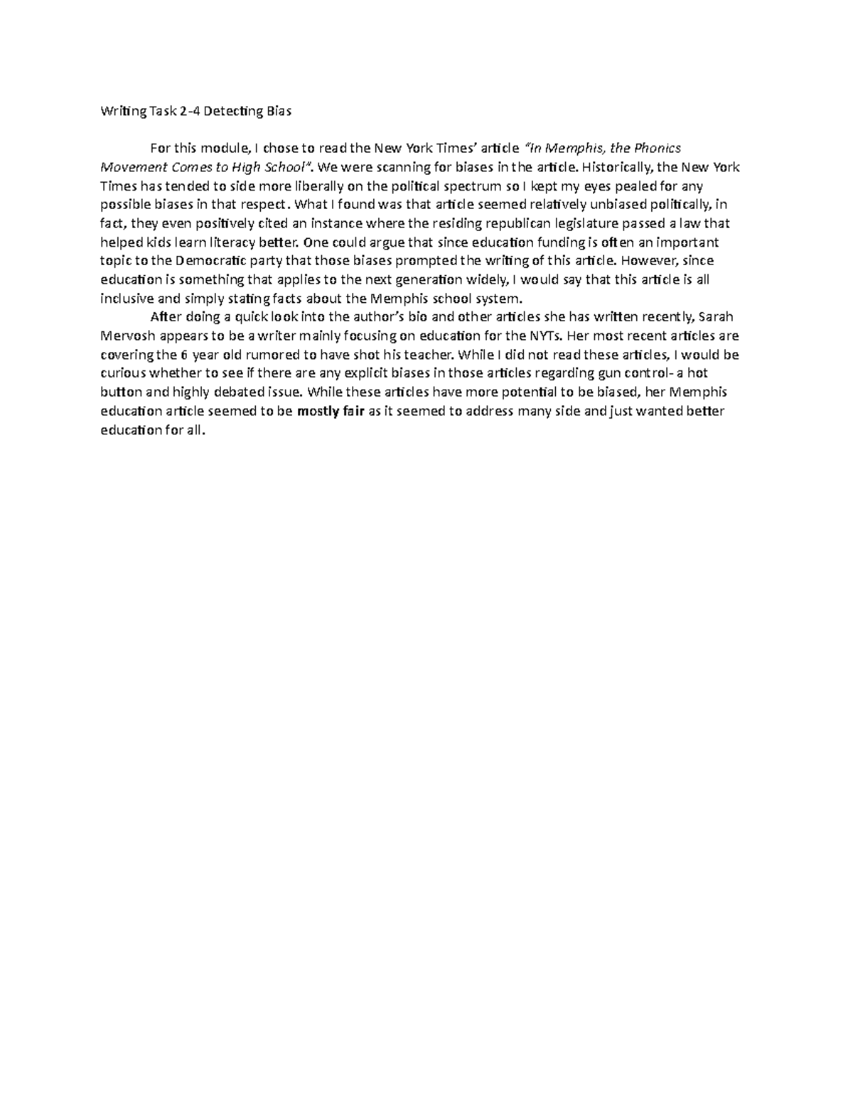 2-4 Abby Hoon - Every week, an writing assignment is assigned. They ...