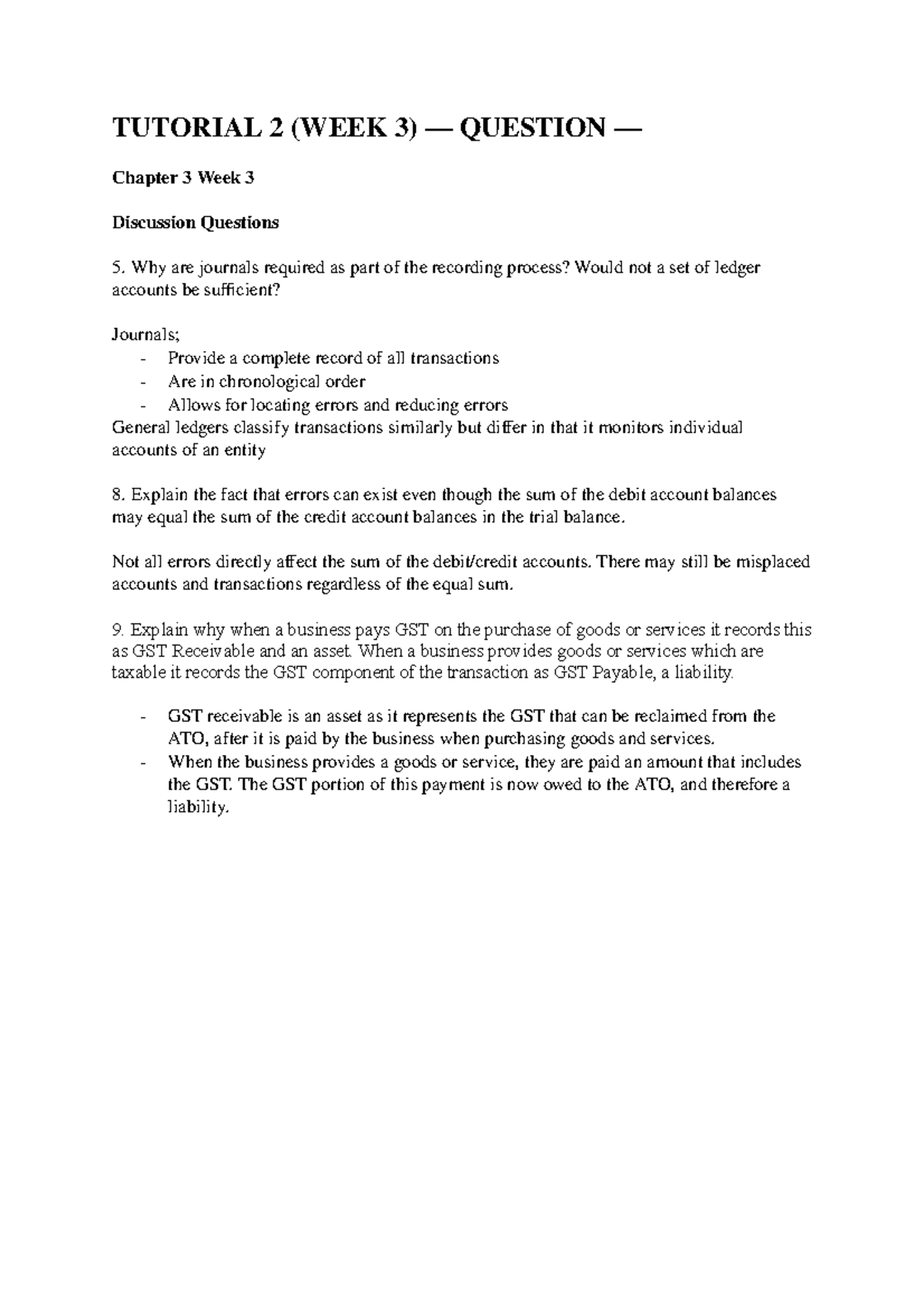 Tutorial 2 - dasdad - ACCT3004 - Curtin - Studocu