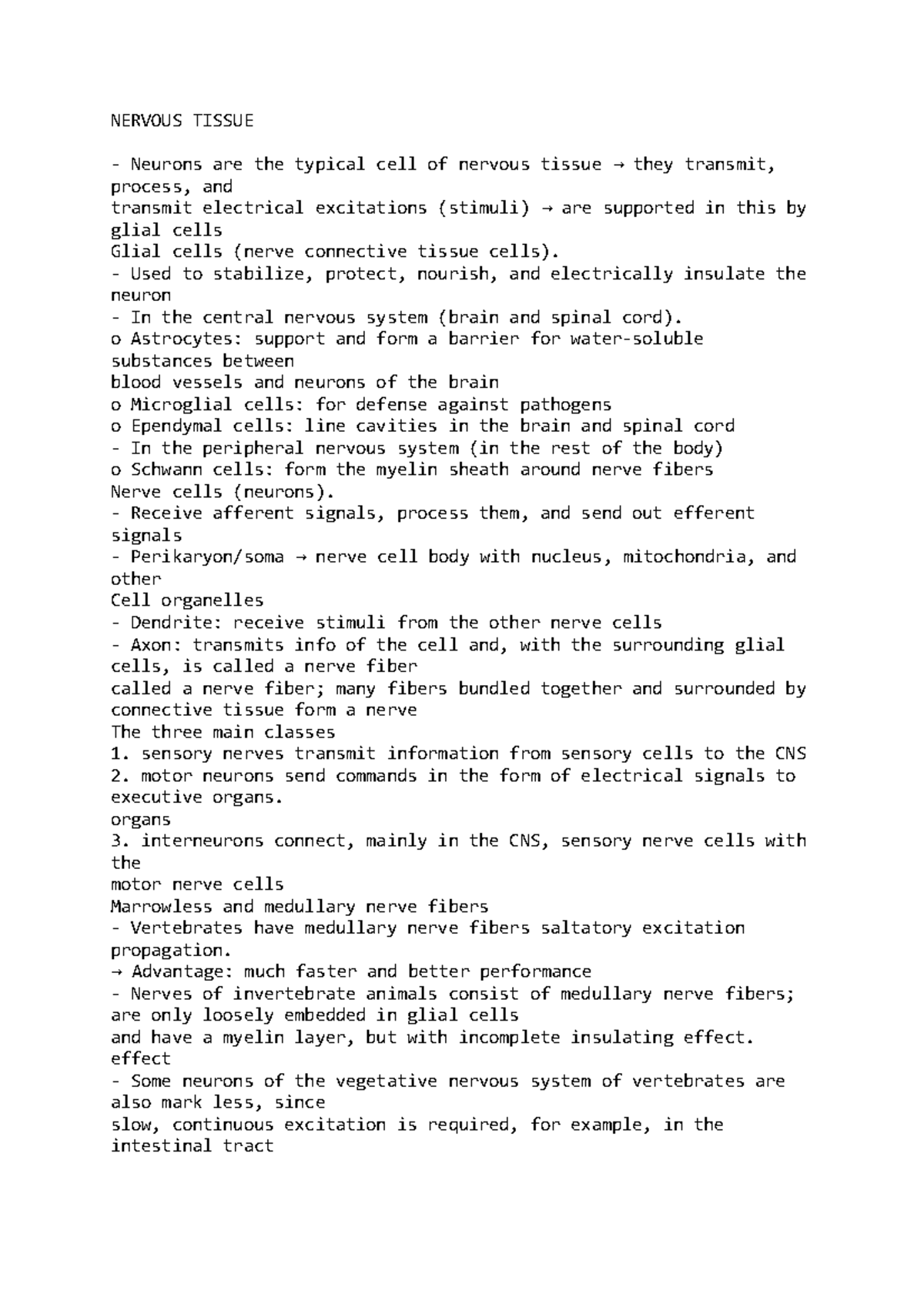 Nervous Tissue - Lecture notes 5 - NERVOUS TISSUE Neurons are the ...
