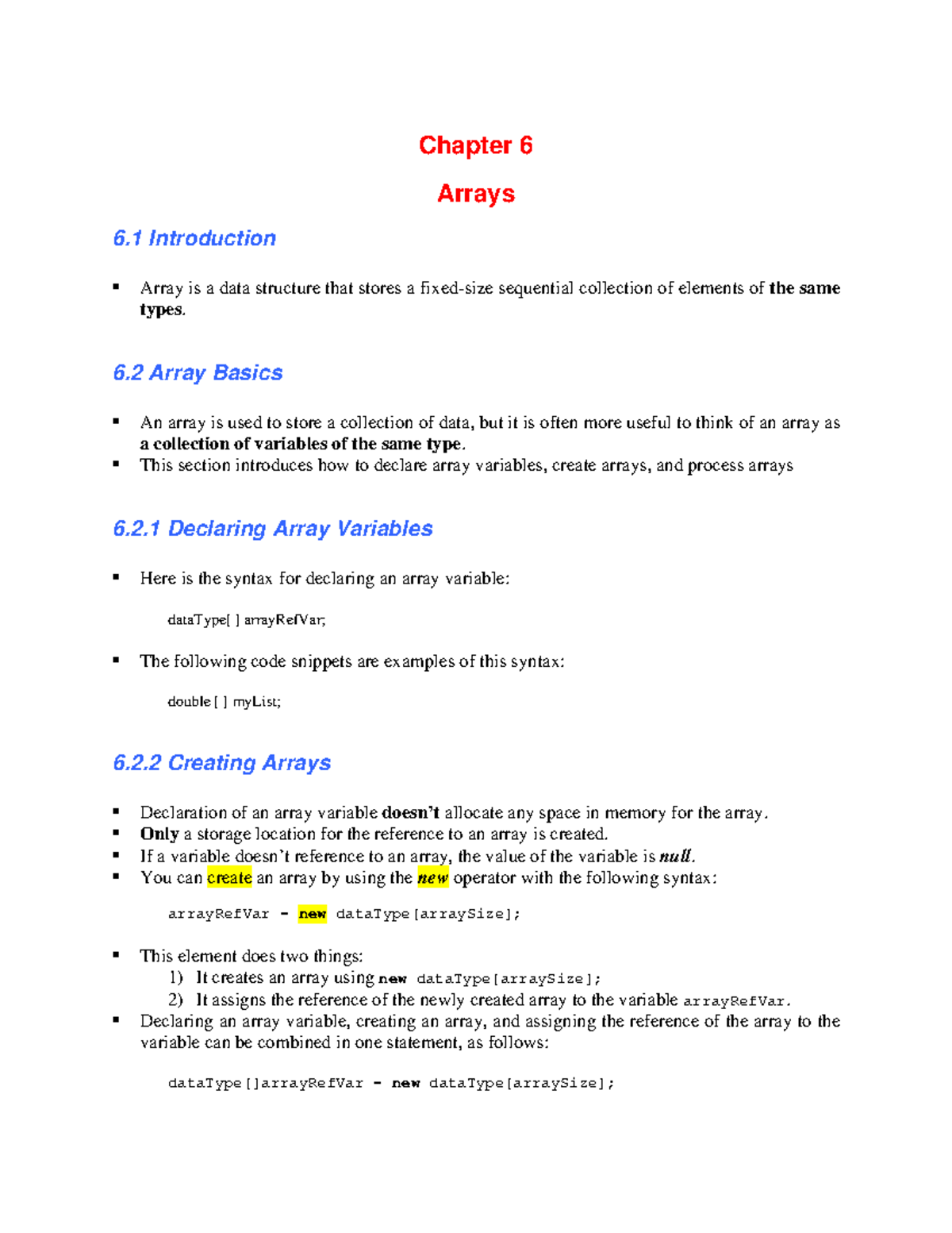 Arrays Data Structures in JAVA Language - Chapter 6 Arrays 6 ...