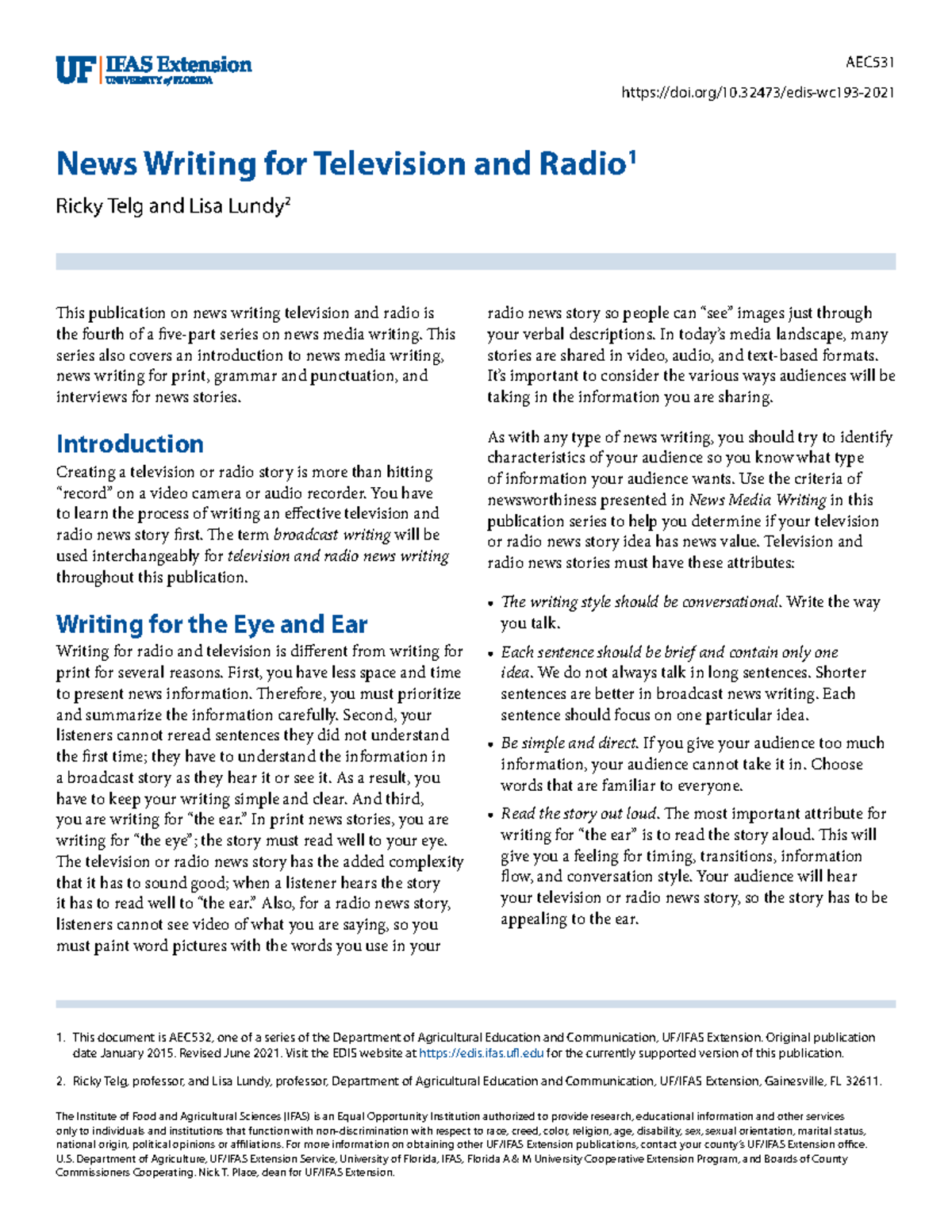 Nwriting - This document will provide an example of news writing. - AEC ...