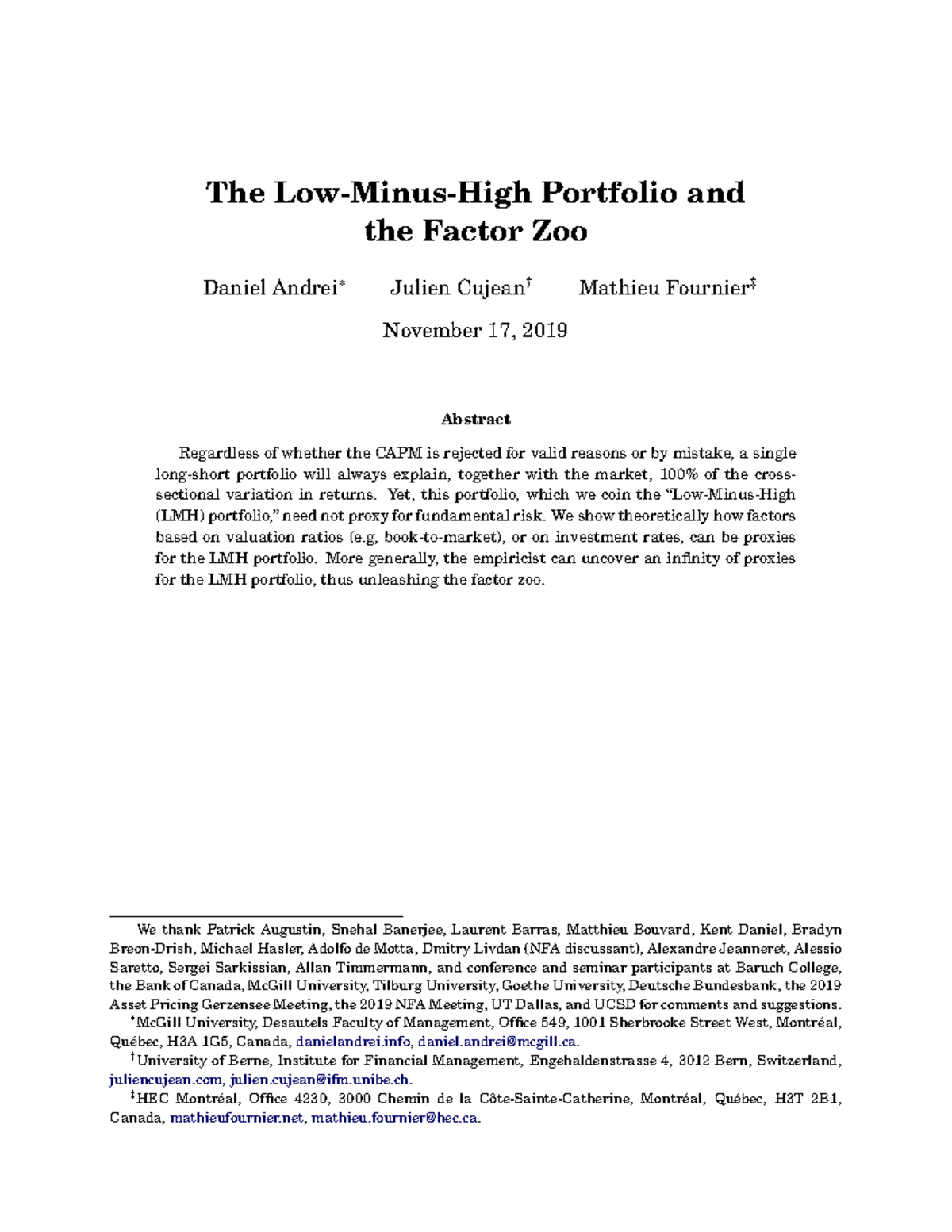 The Low-Minus-High Portfolio and - Yet, this portfolio, which we coin ...