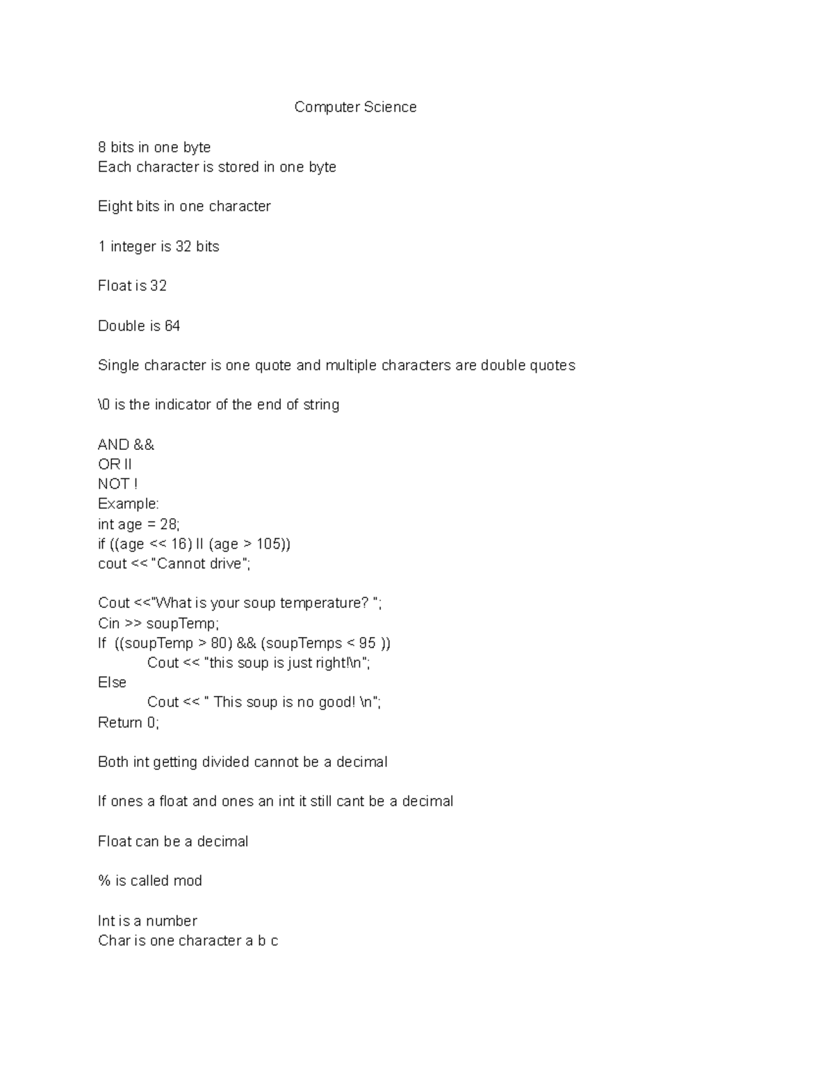 Comp sci - Comp sci notes for Karen Trovatos class - Computer Science 8 ...