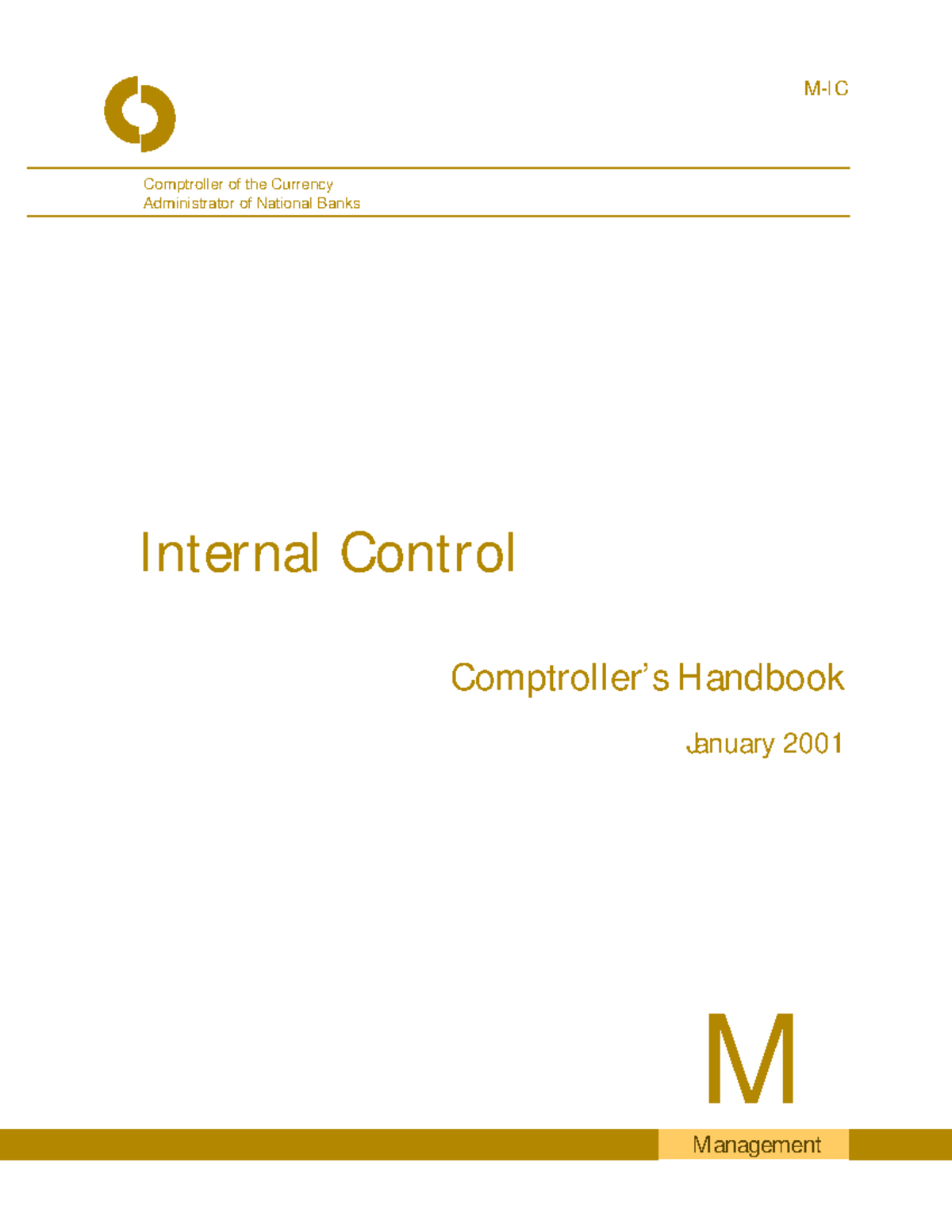 Pub ch internal control - Management Comptroller of the Currency ...