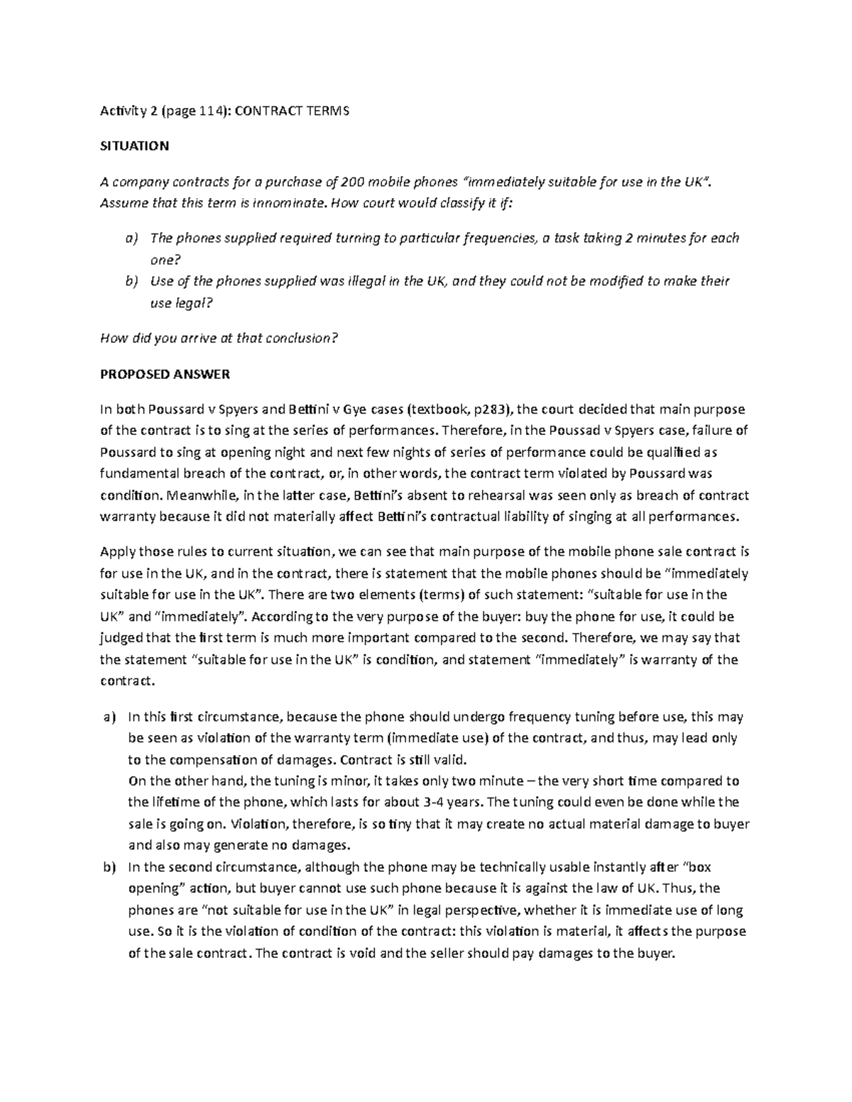 Contract argument sample Activity 2 - Activity 2 (page 114): CONTRACT ...