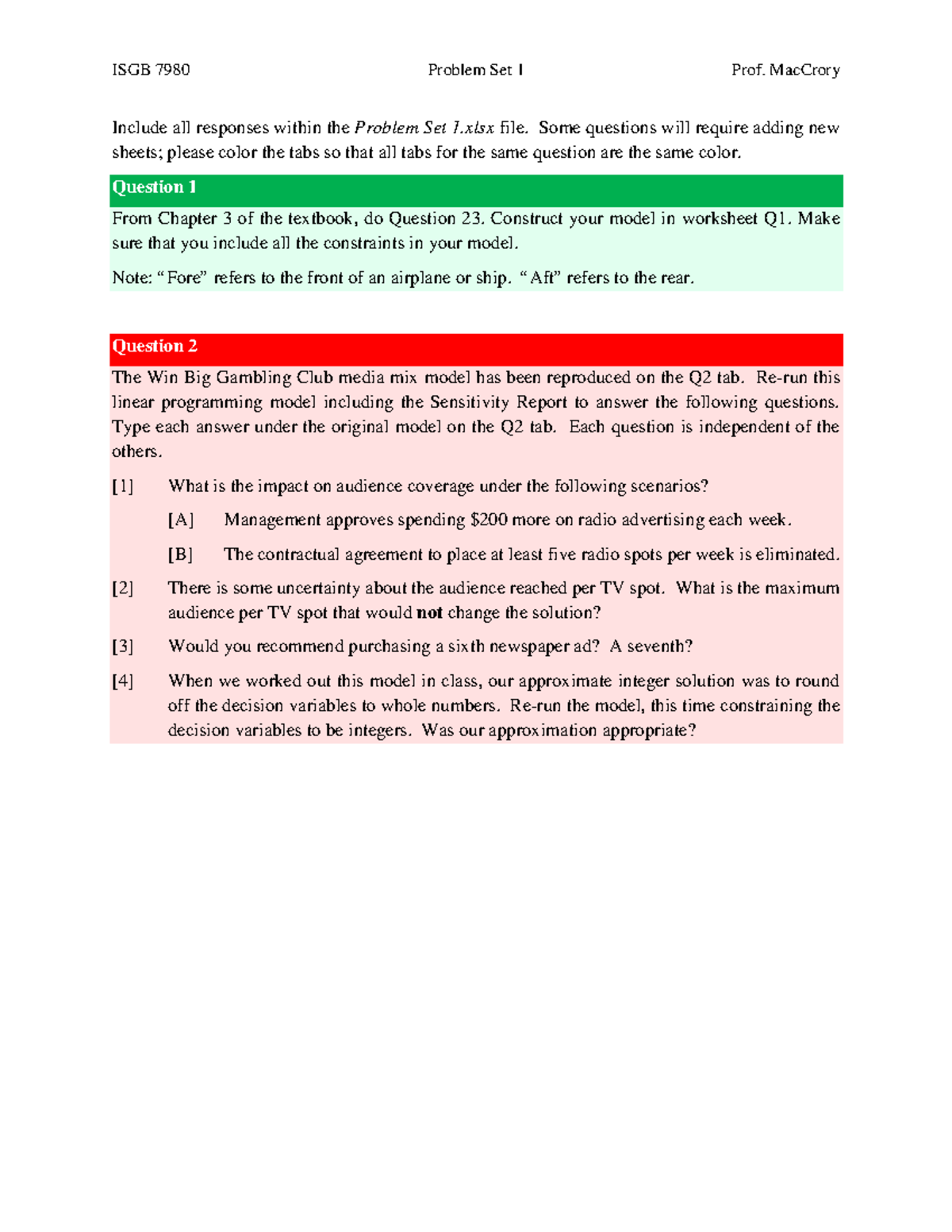 Problem Set 1 - homework one - Include all responses within the Problem ...