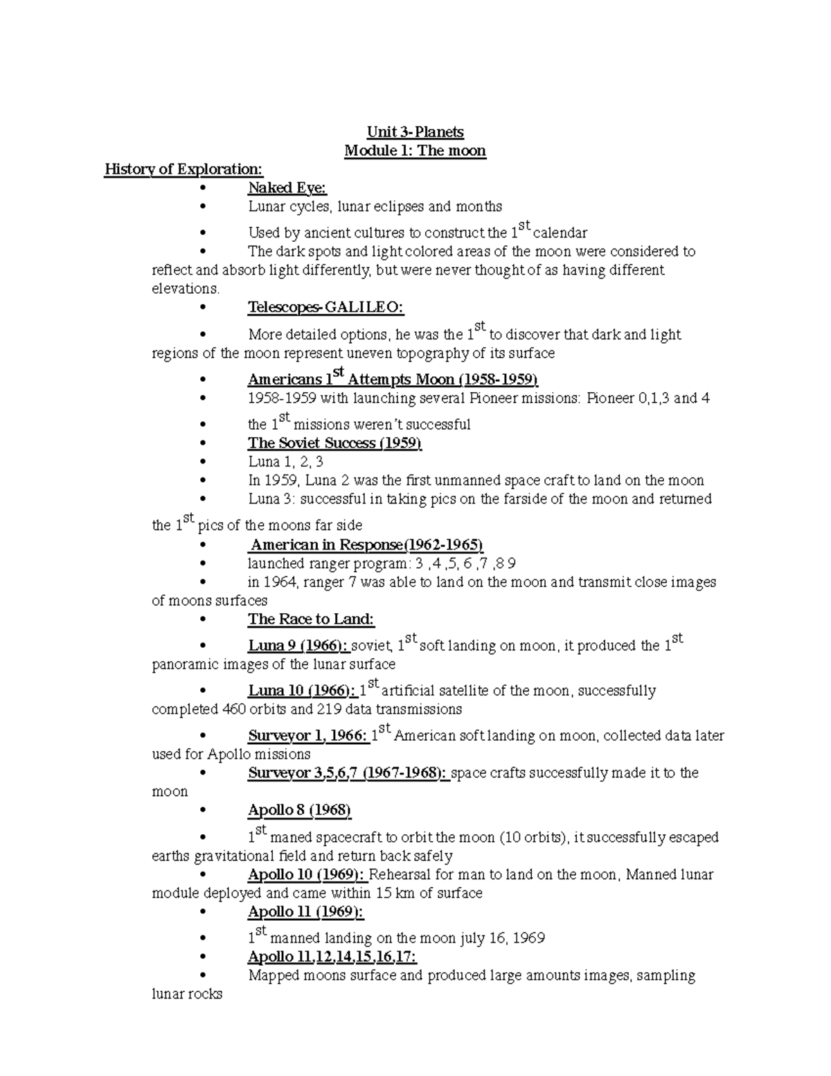 Unit 3 Notes pdf - M/C with answers - **Unit 3-Planets Module 1: The ...