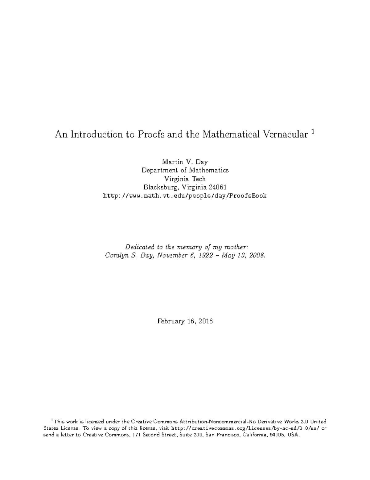 an introduction to proofs and the mathematical vernacular - An ...
