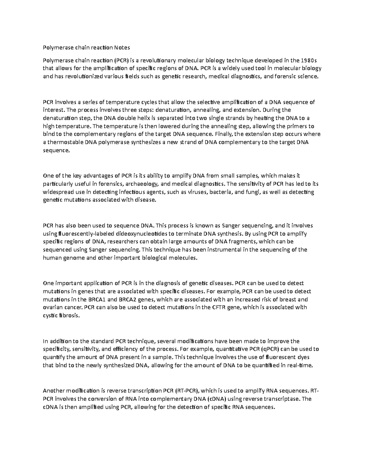 Polymerase chain reaction Notes - Polymerase chain reaction Notes ...