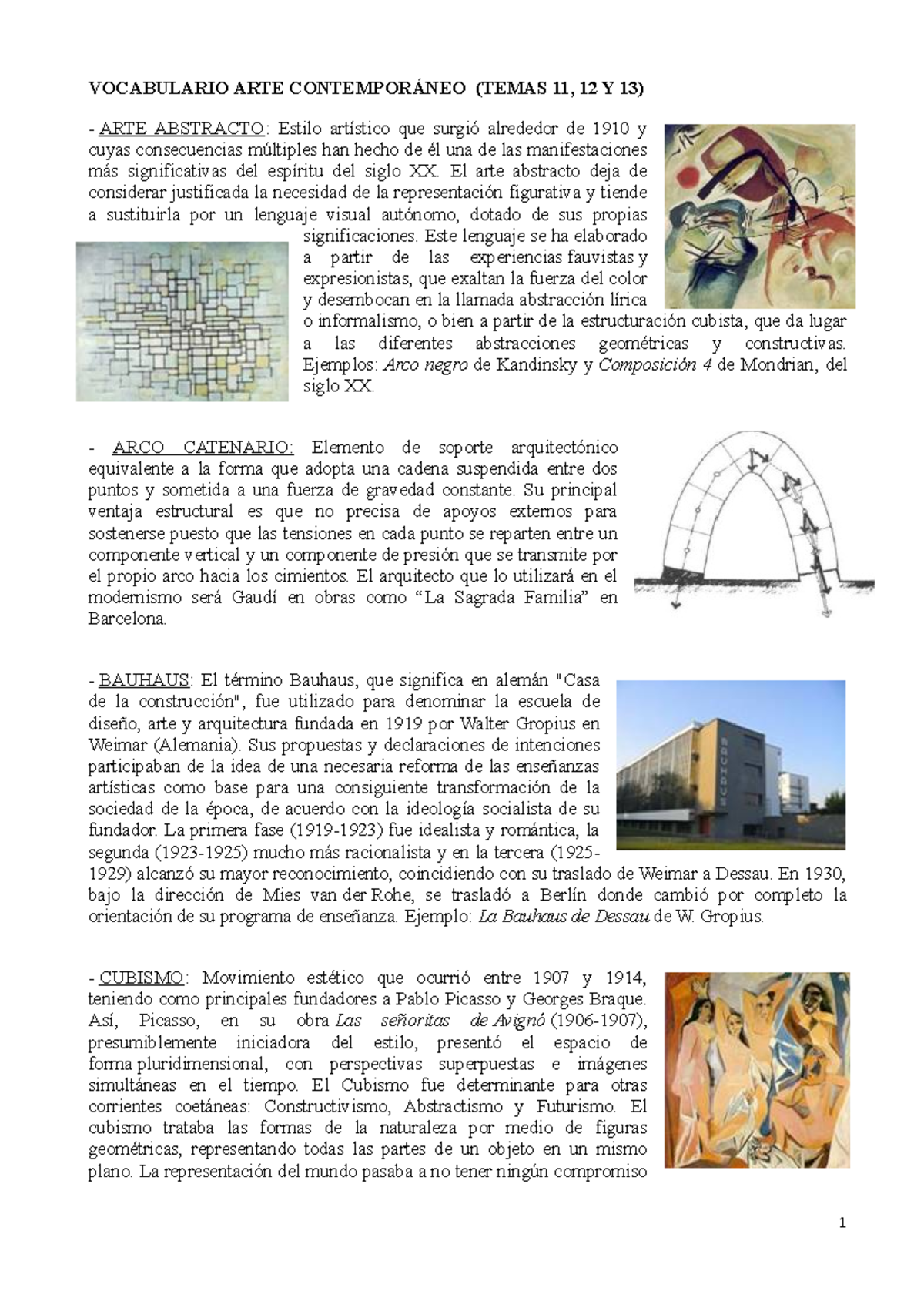 Vocabulario ARTE Contemporáneo - VOCABULARIO ARTE CONTEMPORÁNEO (TEMAS ...