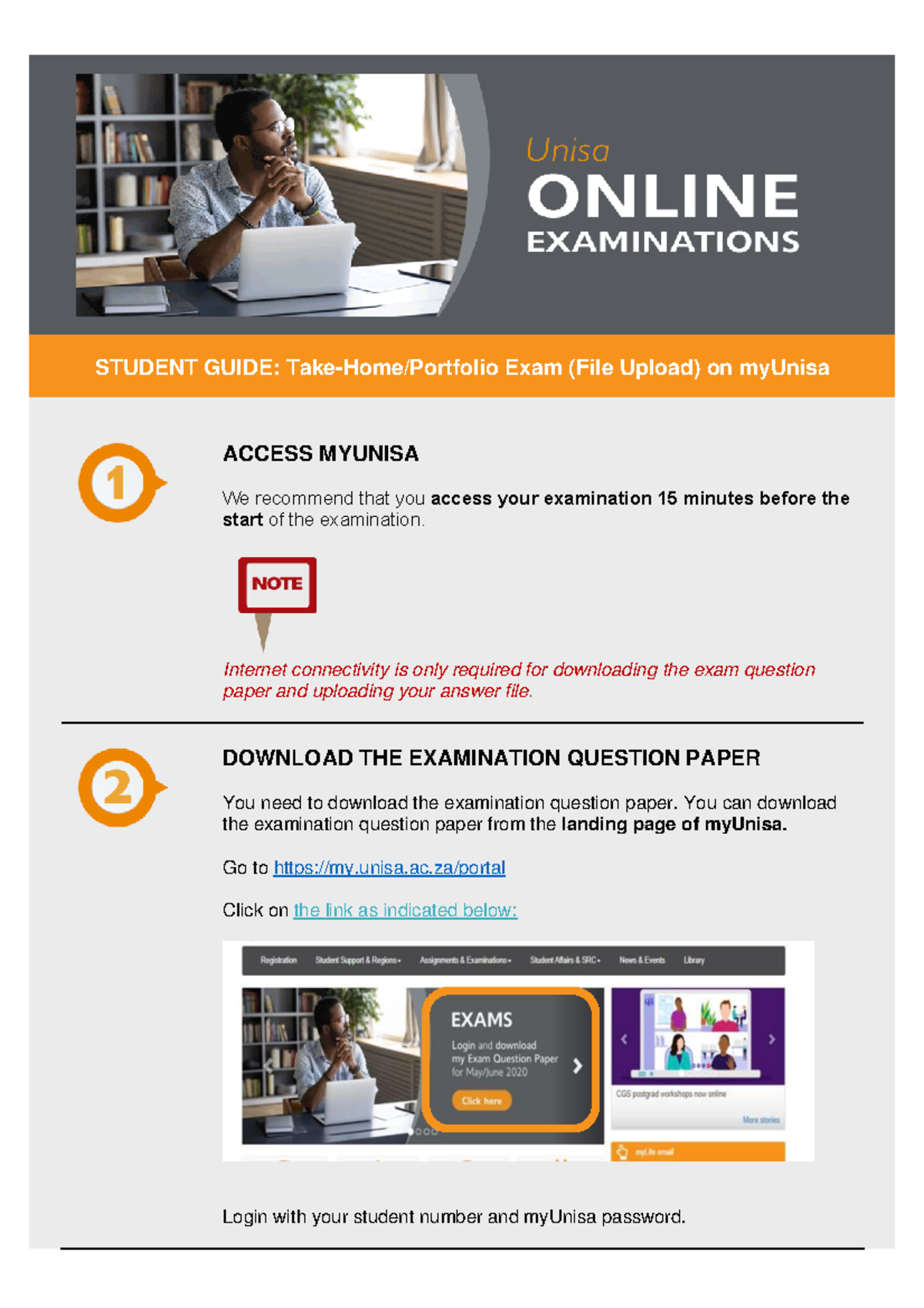 Student Help Guide - Take-Home Portfolio on my Unisa Final - STUDENT ...