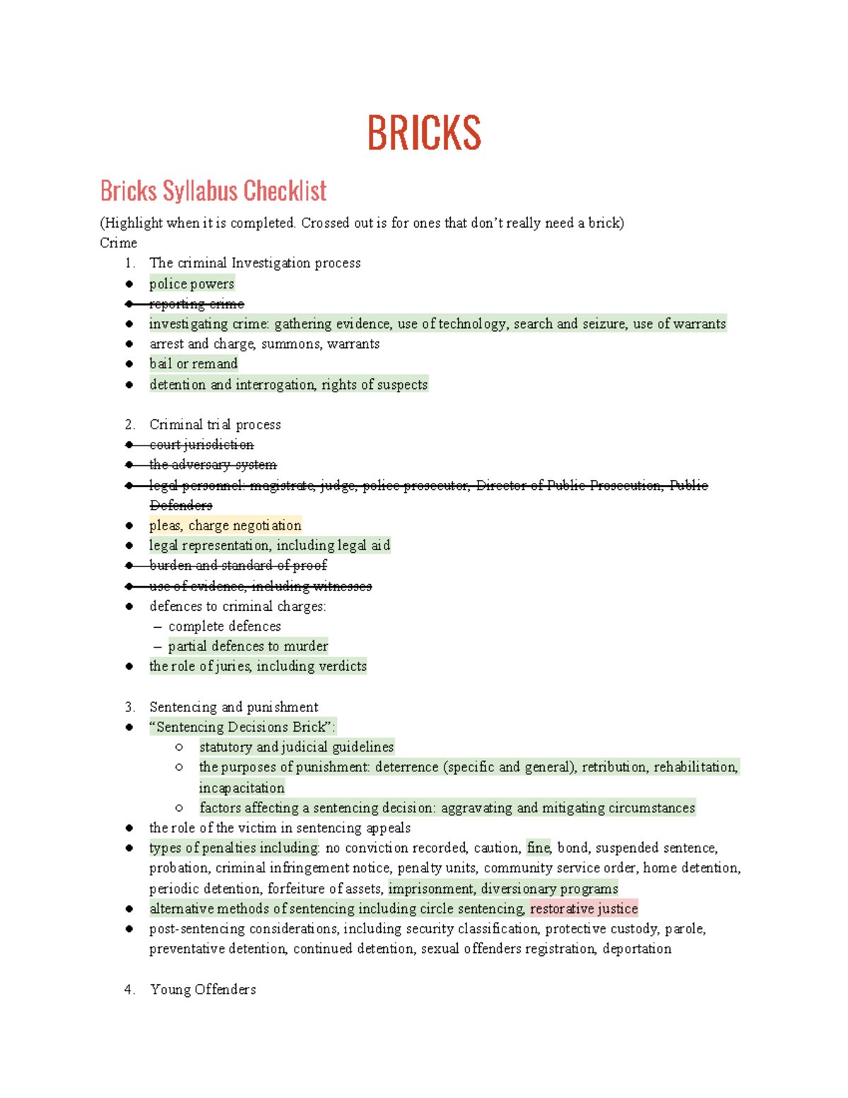 Eugenia nd Ethan's notes - BRICKS Bricks Syllabus Checklist (Highlight ...