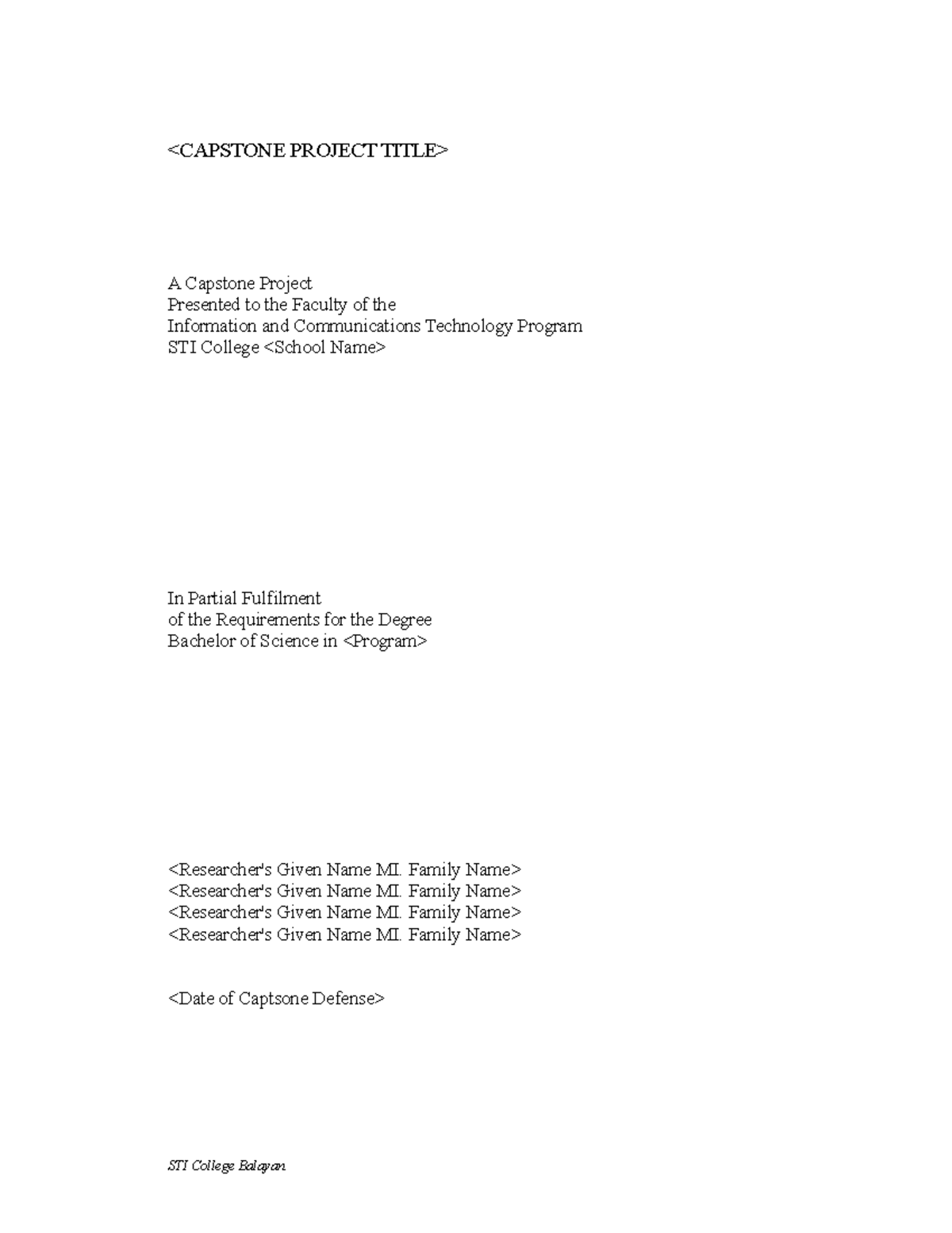 Capstone 2 Document with Sample - A Capstone Project Presented to the ...