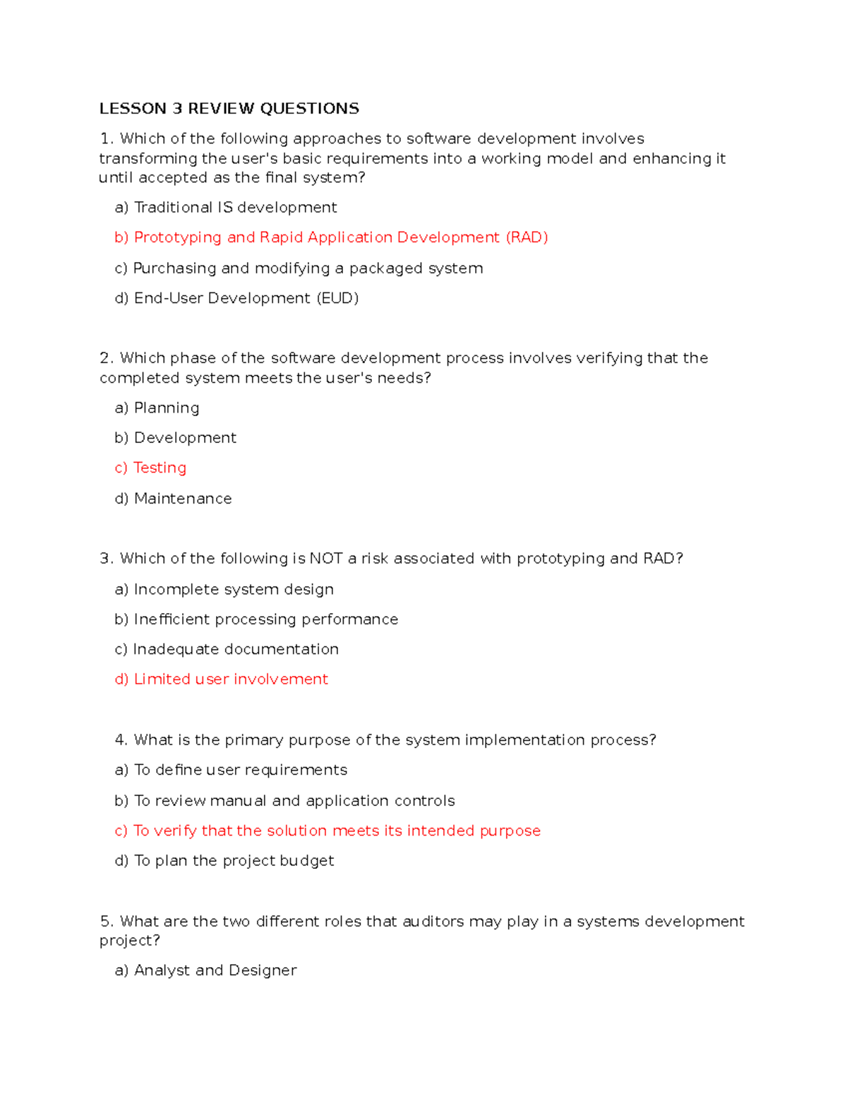 Lesson 3 Review Questions - LESSON 3 REVIEW QUESTIONS Which of the ...