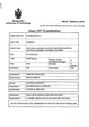 Applications of Integration - MUT Maths 1 APPLICATION OF INTEGRATION ...
