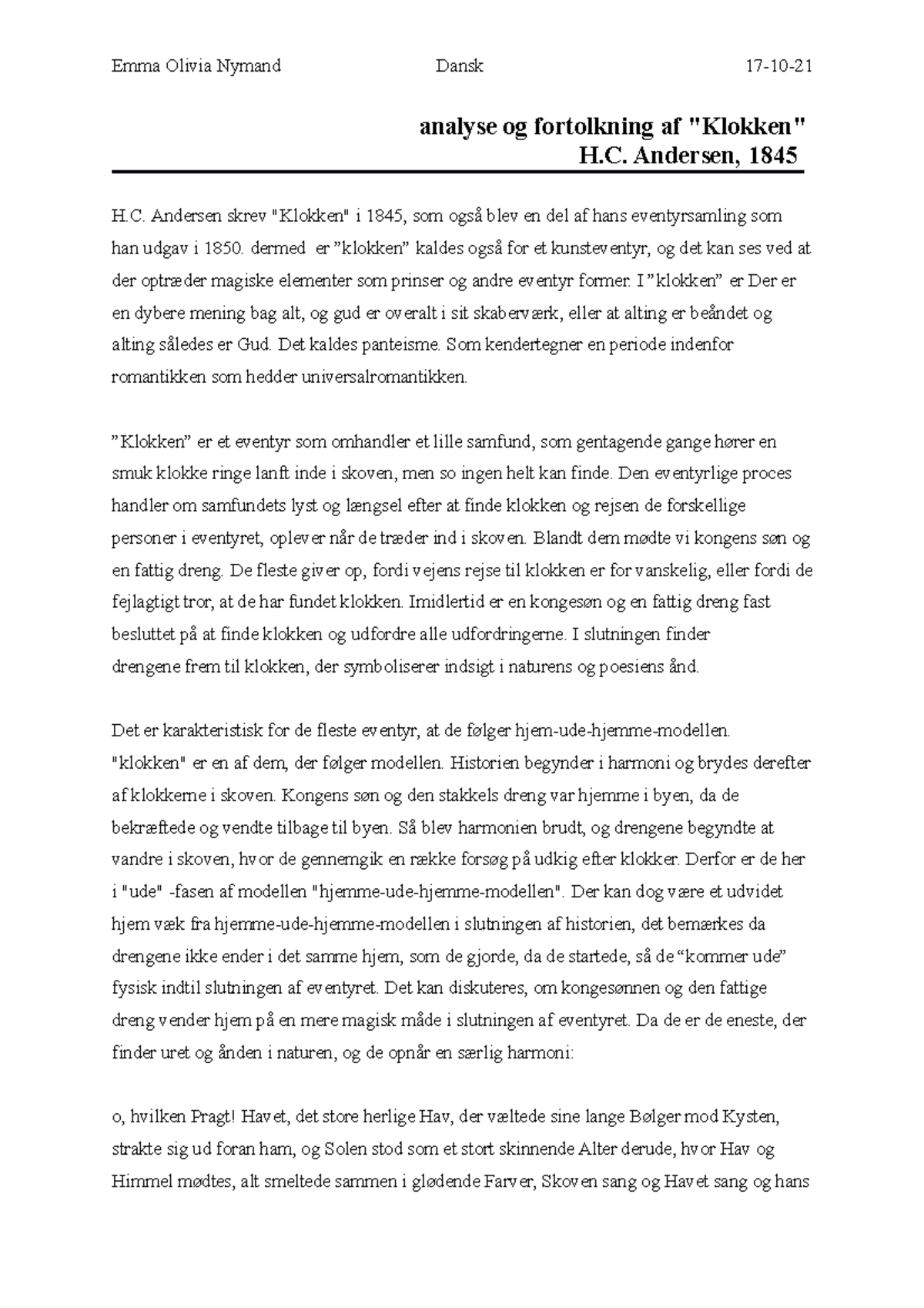 Analyse og fortolkning af klokken, HC. Andersen - analyse og ... Analyse og fortolkning af klokken, HC. Andersen - analyse og ...