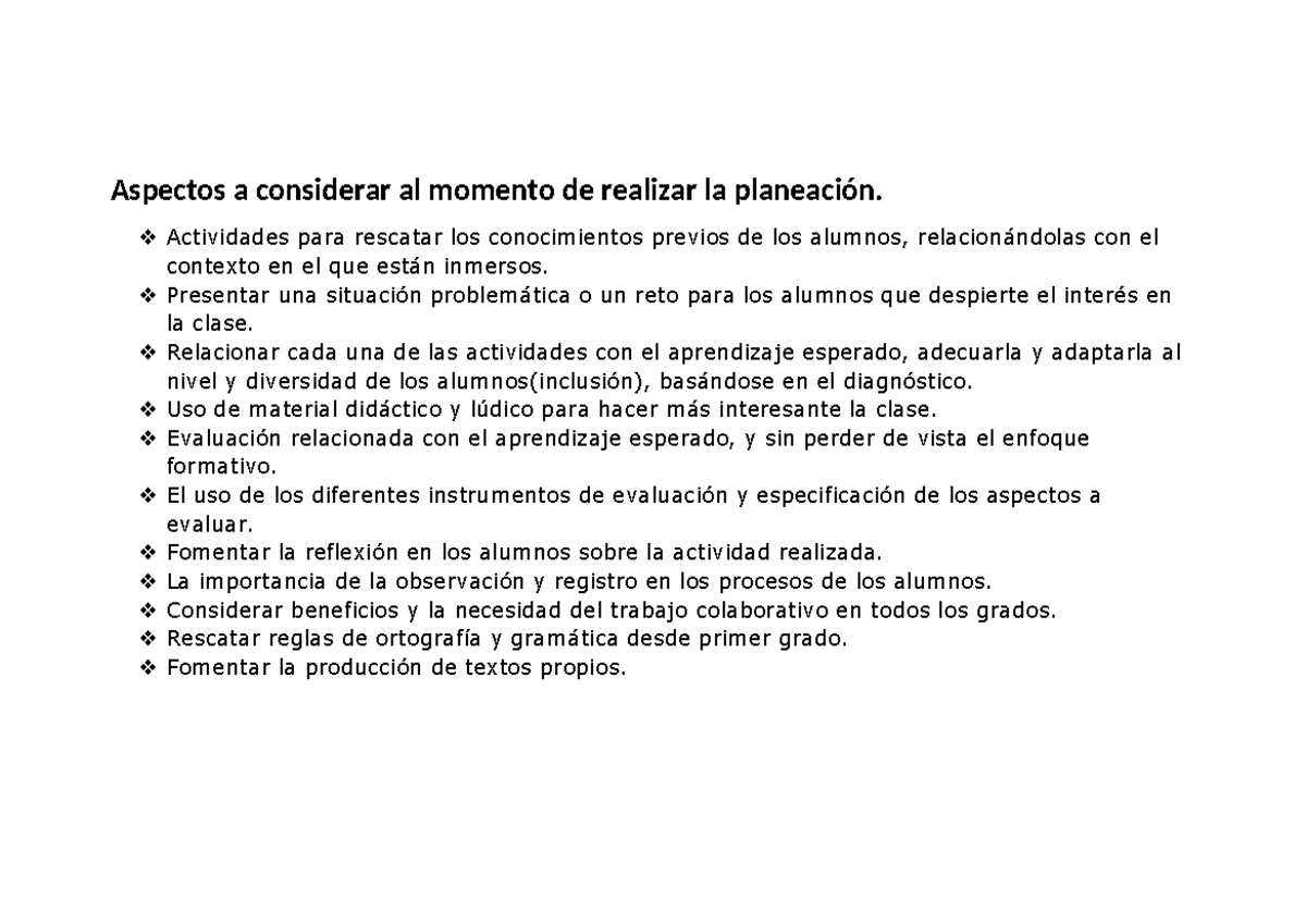 Aspectos a considerar planeación - Aspectos a considerar al momento de ...