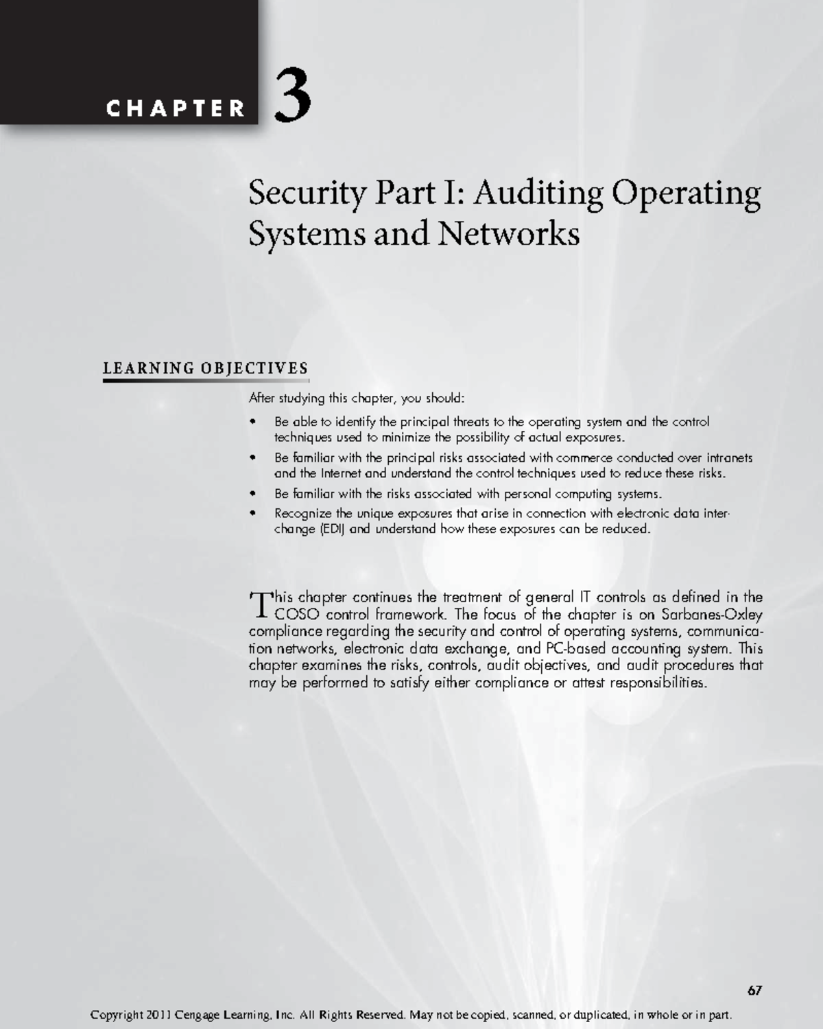 Chap 3 - C H A P T E R 3 Security Part I: Auditing Operating Systems and Networks L E A R NI NG ...