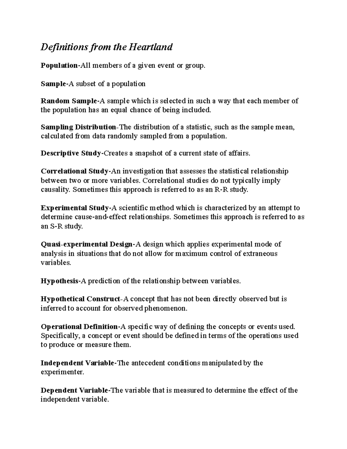 Final Exam Defintions - Zach Morgan - Definitions from the Heartland ...