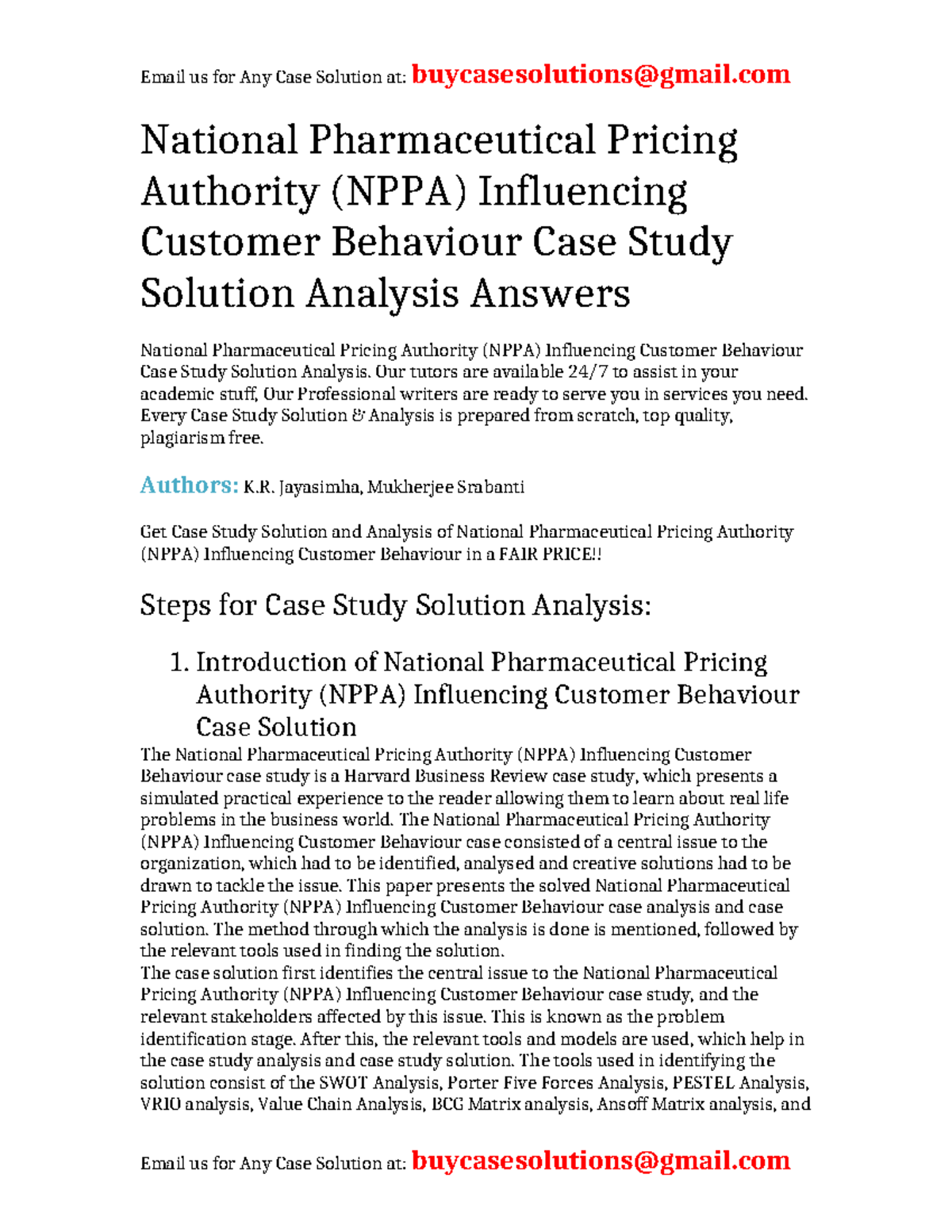Case Solution National Pharmaceutical Pricing Authority (NPPA) Influencing Customer Behaviour ...