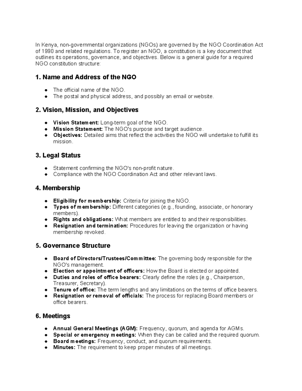 NGO Coordination Act of 1990 and related regulations - To register an ...