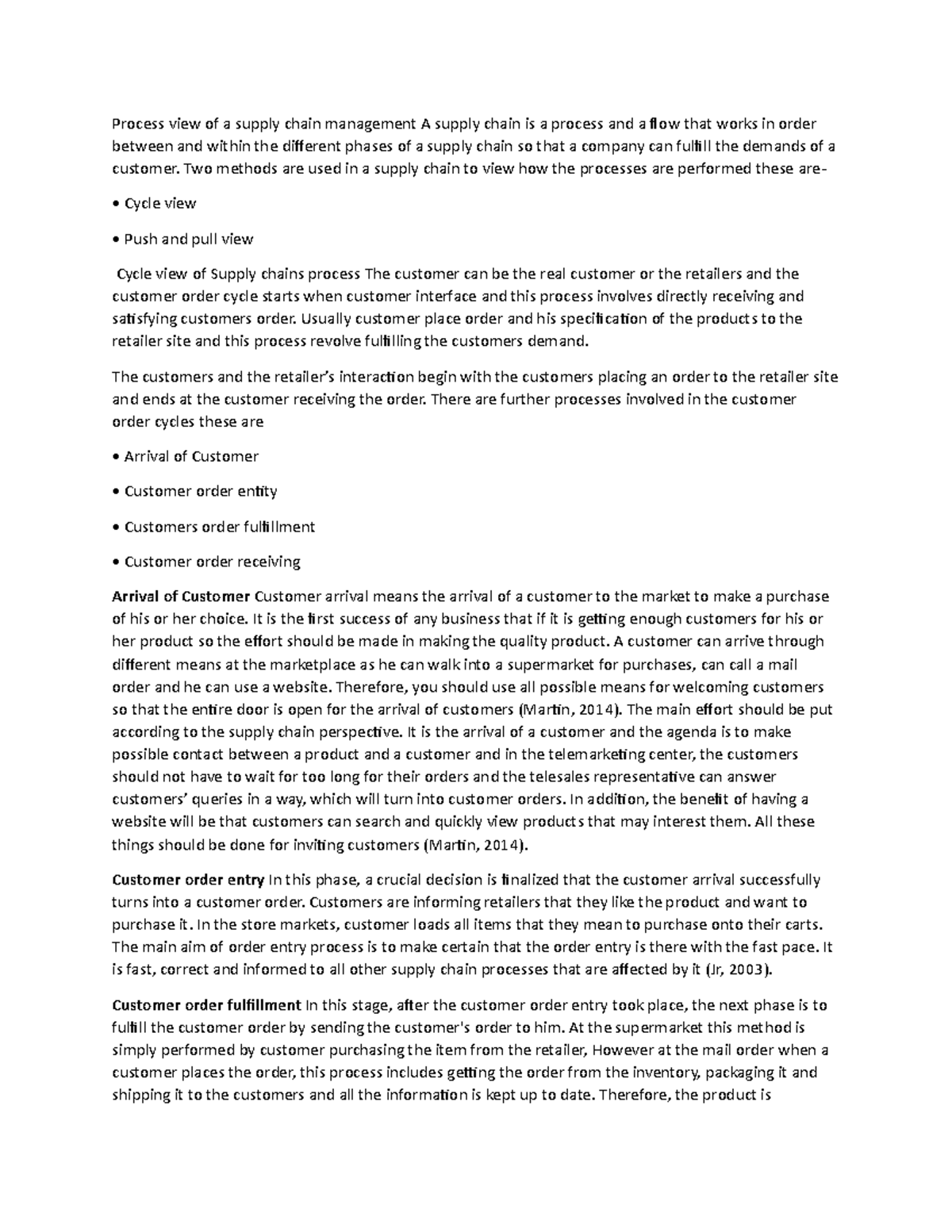 Process view - notes - Process view of a supply chain management A ...
