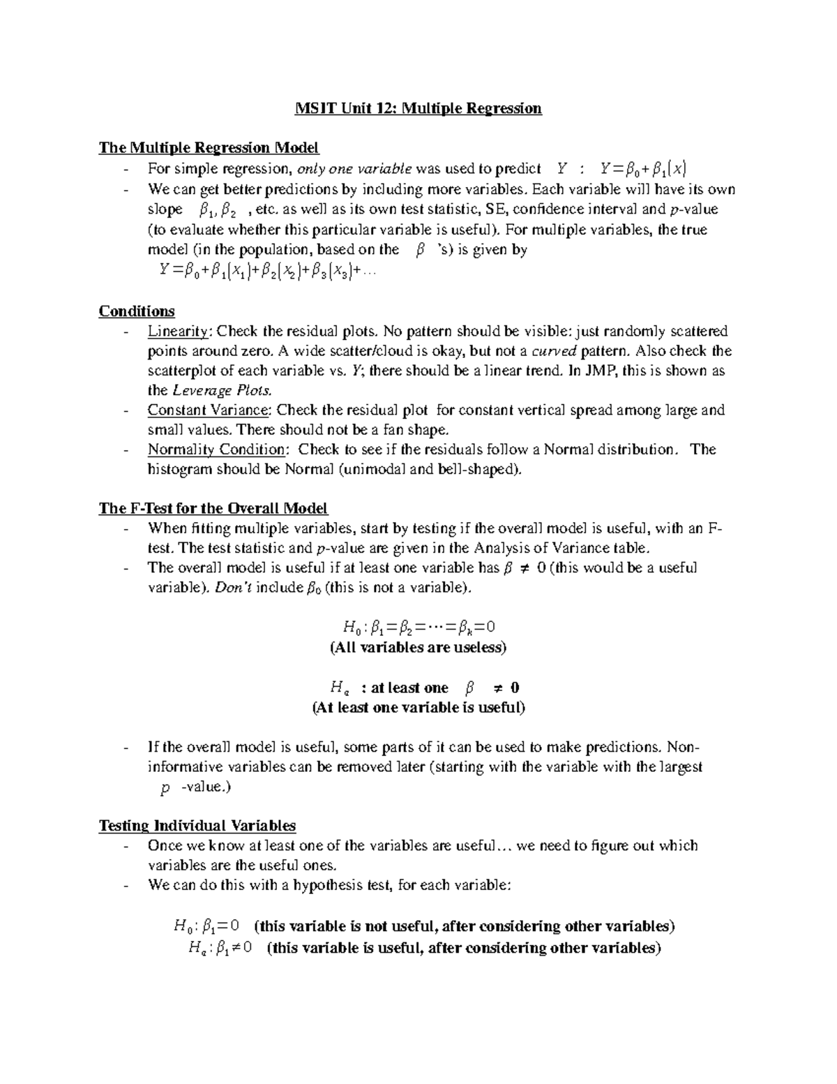MSIT Unit 12 - Lecture notes Unit 12 - MSIT Unit 12: Multiple ...