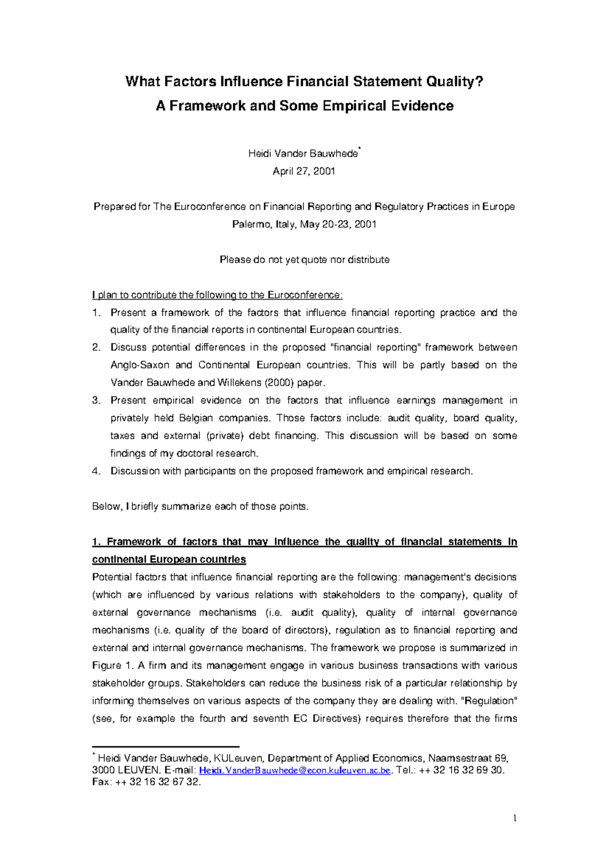 What Factors Influence Financial Statement Quality A Framework and Some ...