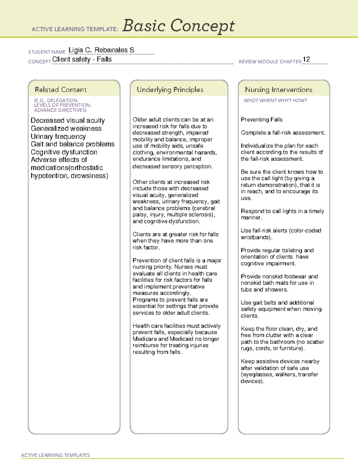 Basic concept fall - NUR 212 - ACTIVE LEARNING TEMPLATES Basic Concept ...