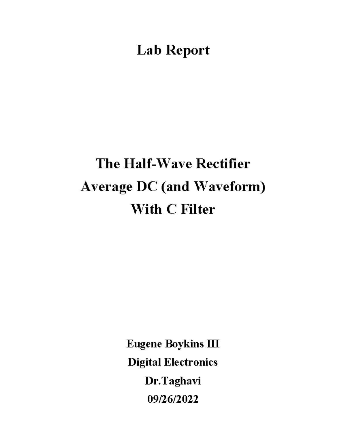 62-Lab report lectronic Devices 2 - Lab Report The Half-Wave Rectifier ...