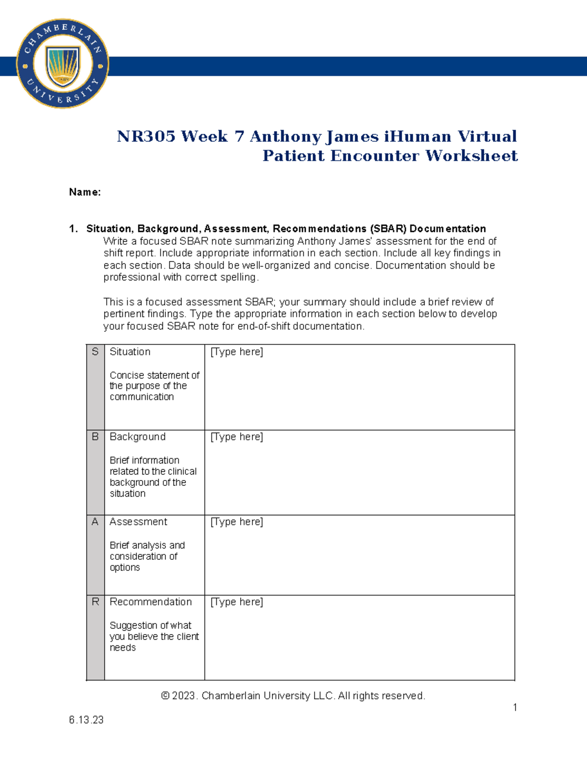 A J NR 305 i Human Virtual Patient Encounter - NR305 Week 7 Anthony ...