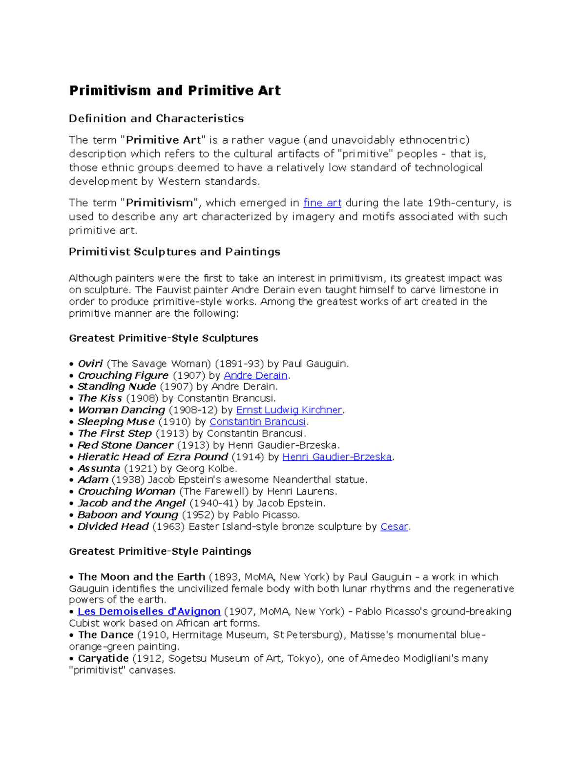 Primitivism and Primitive Art - Primitivism and Primitive Art ...