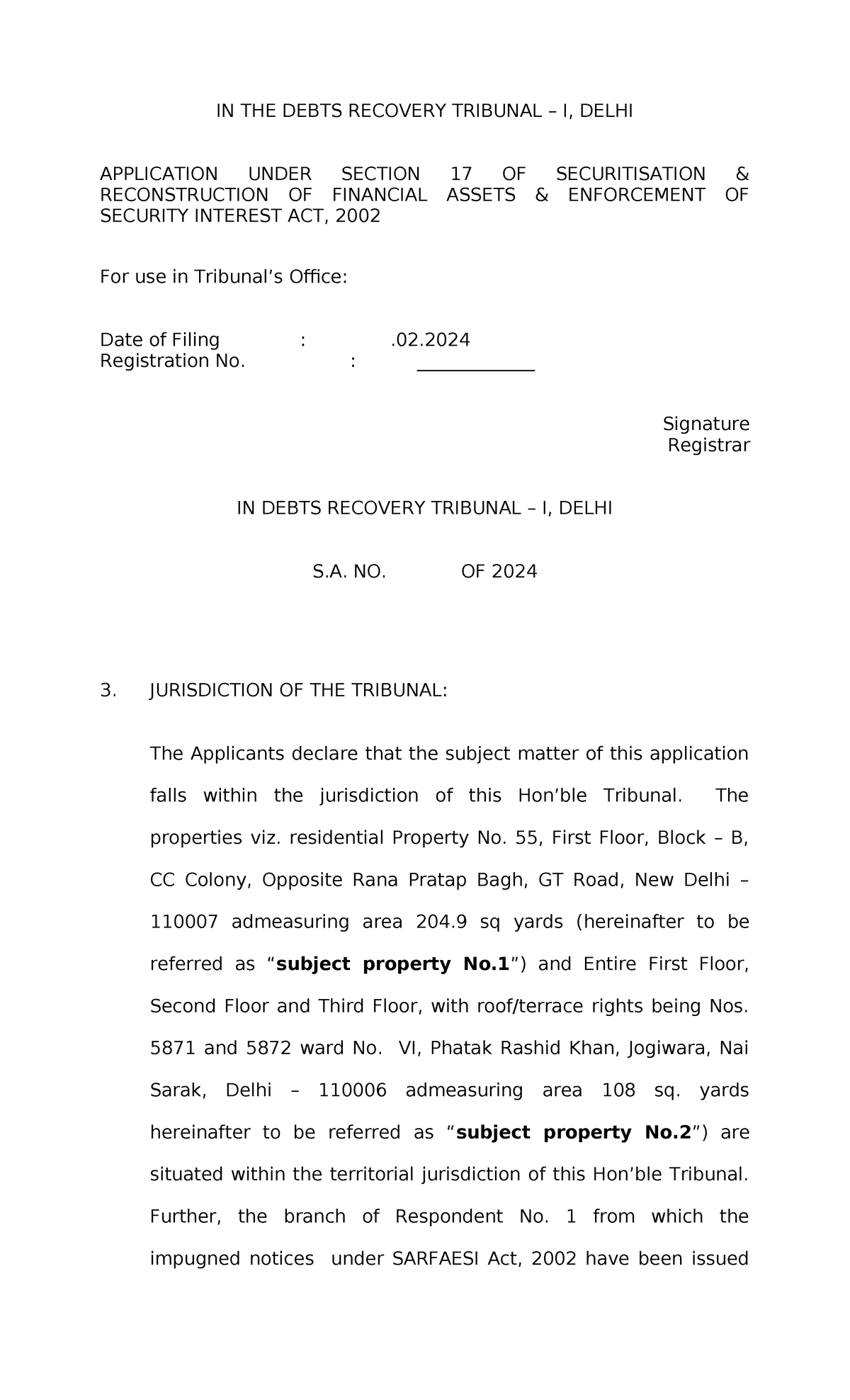 Land law psda with very - IN THE DEBTS RECOVERY TRIBUNAL – I, DELHI ...