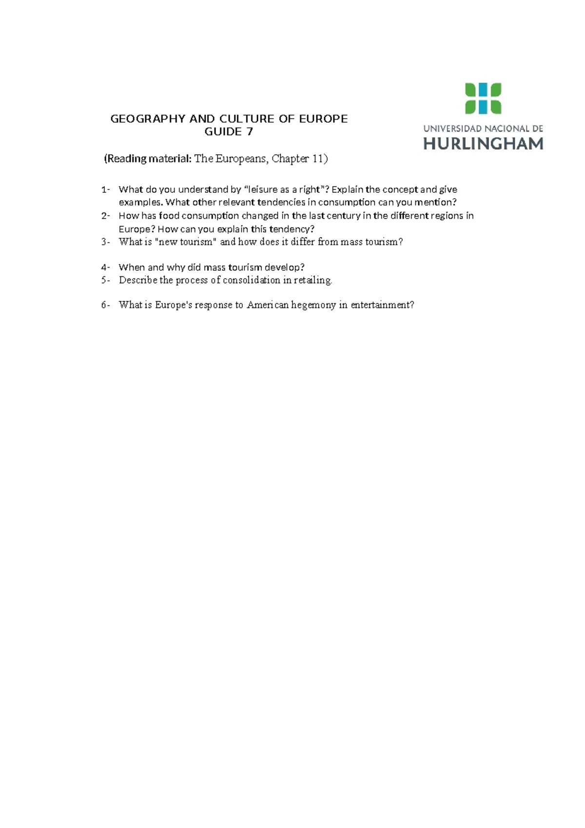 Geography of Europe - Guide 7 - GEOGRAPHY AND CULTURE OF EUROPE GUIDE 7 ...