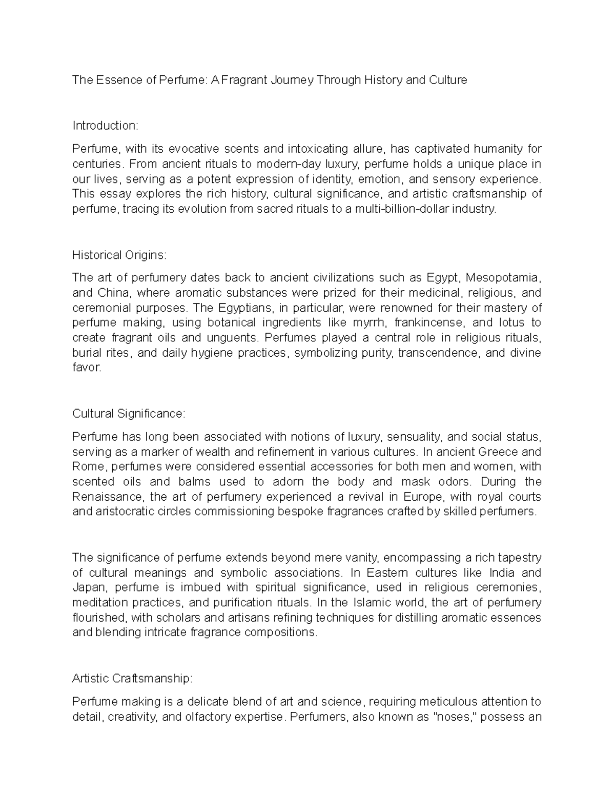 The Essence of Perfume A Fragrant Journey Through History and Culture ...