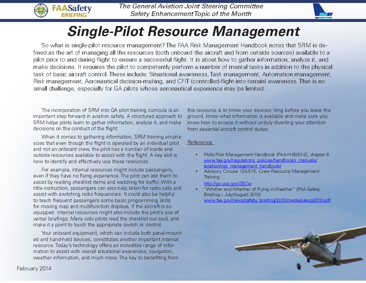 Federal Aviation Authority - Single-Pilot Resource Management - Single ...