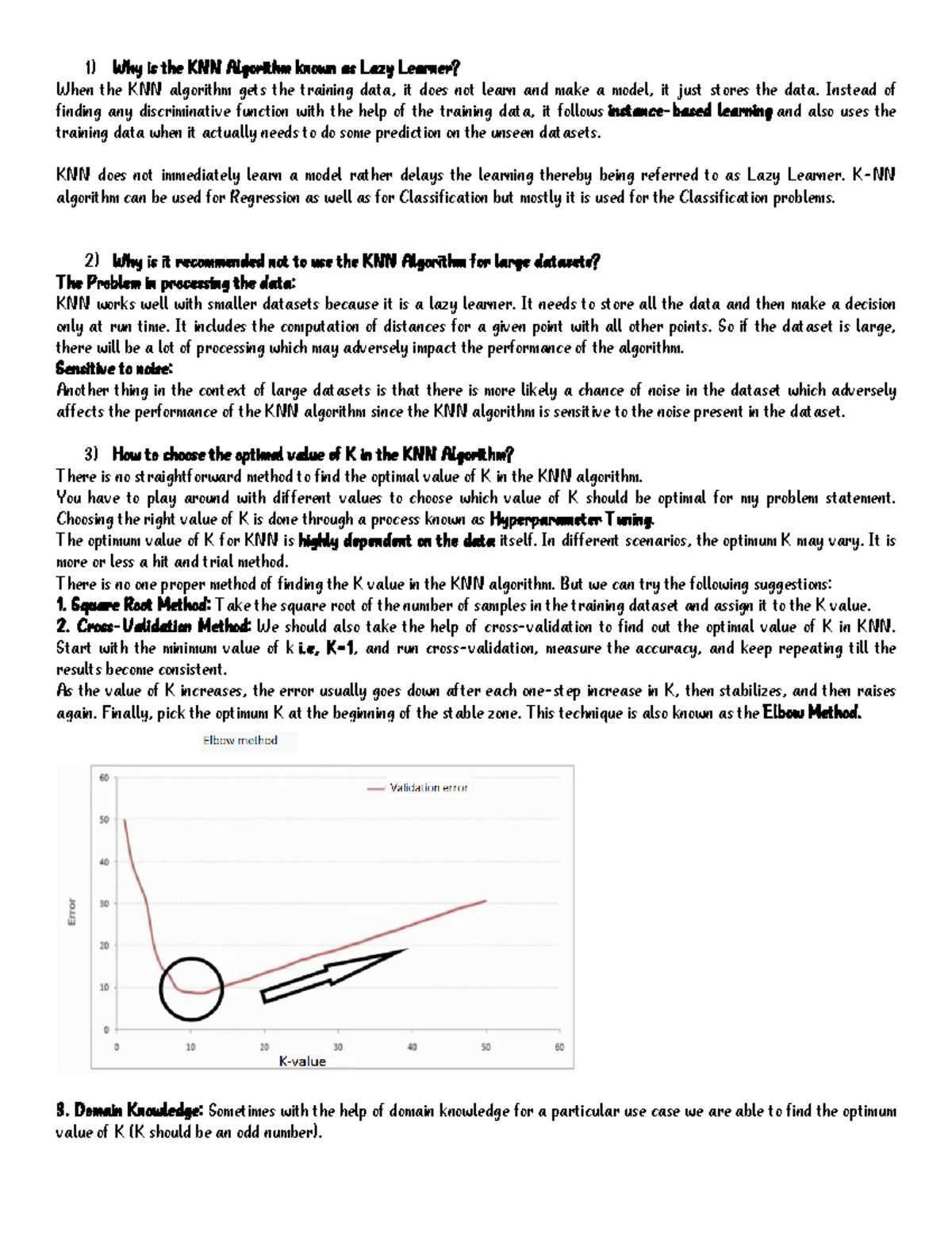 KNN Data Science Question Bank - W h y i s t h e K N N A l g o r i t h ...