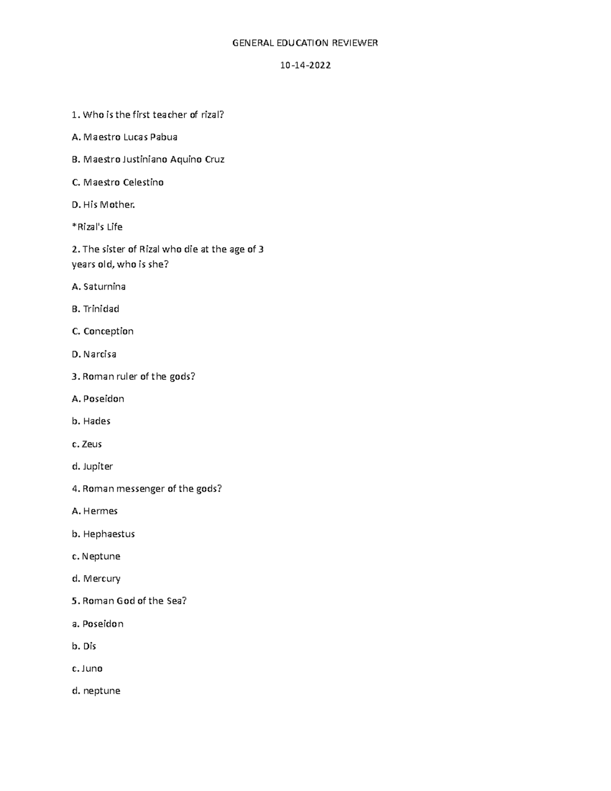 Gen Ed - LET questions and answers - GENERAL EDUCATION REVIEWER 10-14 ...