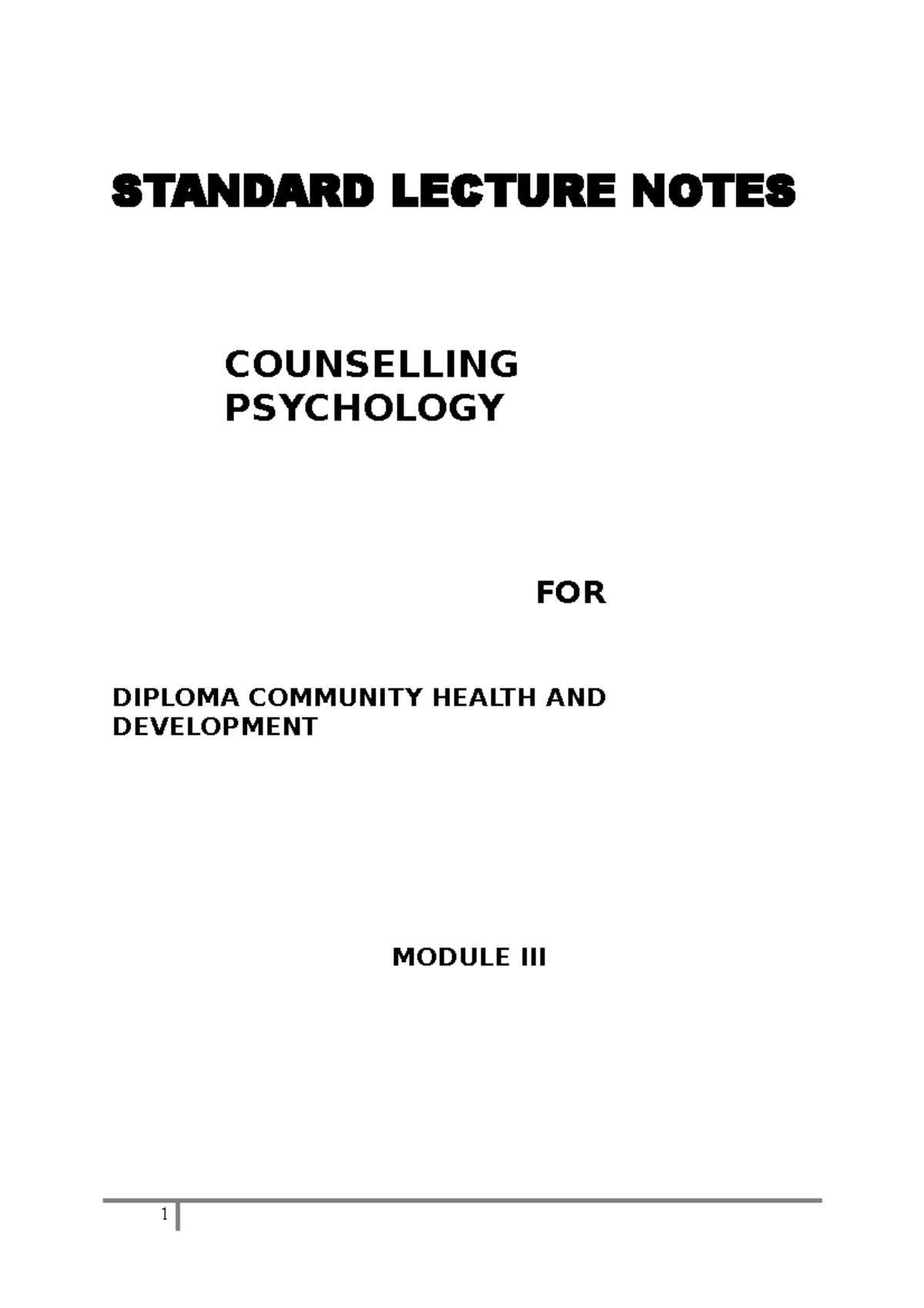 Counselling Psychology STANDARD LECTURE NOTES COUNSELLING PSYCHOLOGY counselling-psychology-standard-lecture-notes-counselling-psychology