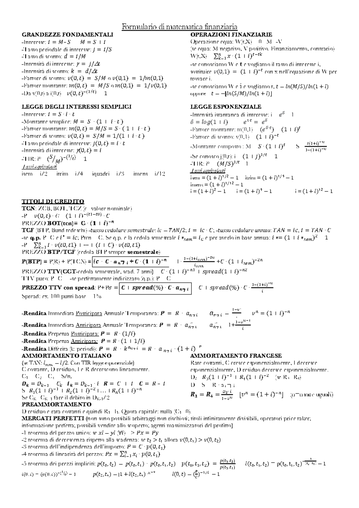 Formu. Finanziaria Ufficiale - Formulario di matematica finanziaria ...