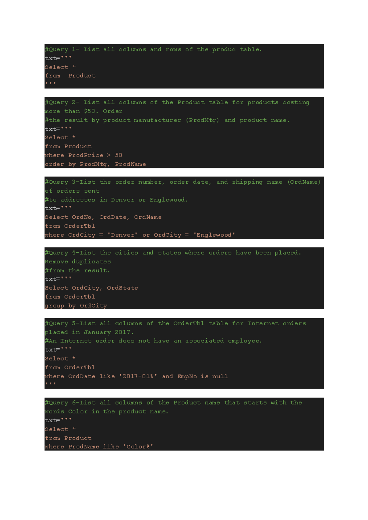SQL Review - rererereer - #Query 1- List all columns and rows of the ...