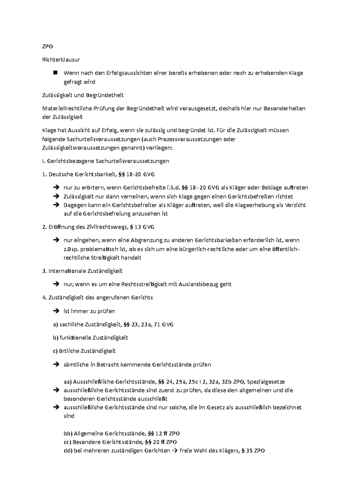 Schema ZPO - Zusammenfassung - ZPO Richterklausur Wenn nach den ...